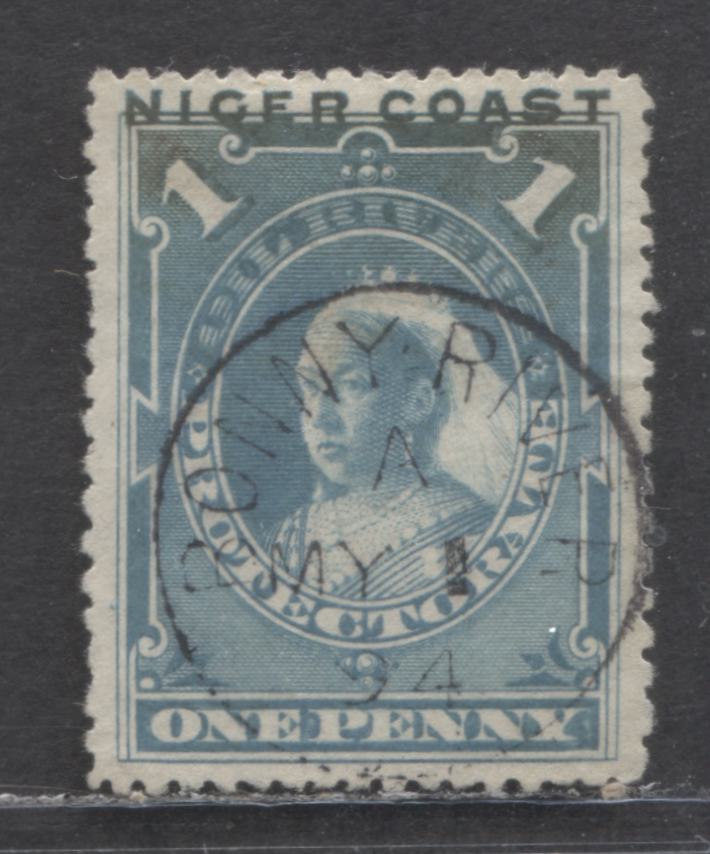 Lot 359 Niger Coast Protectorate SC#38var 1p Light Blue 1893 Obliterat – Brixton Chrome