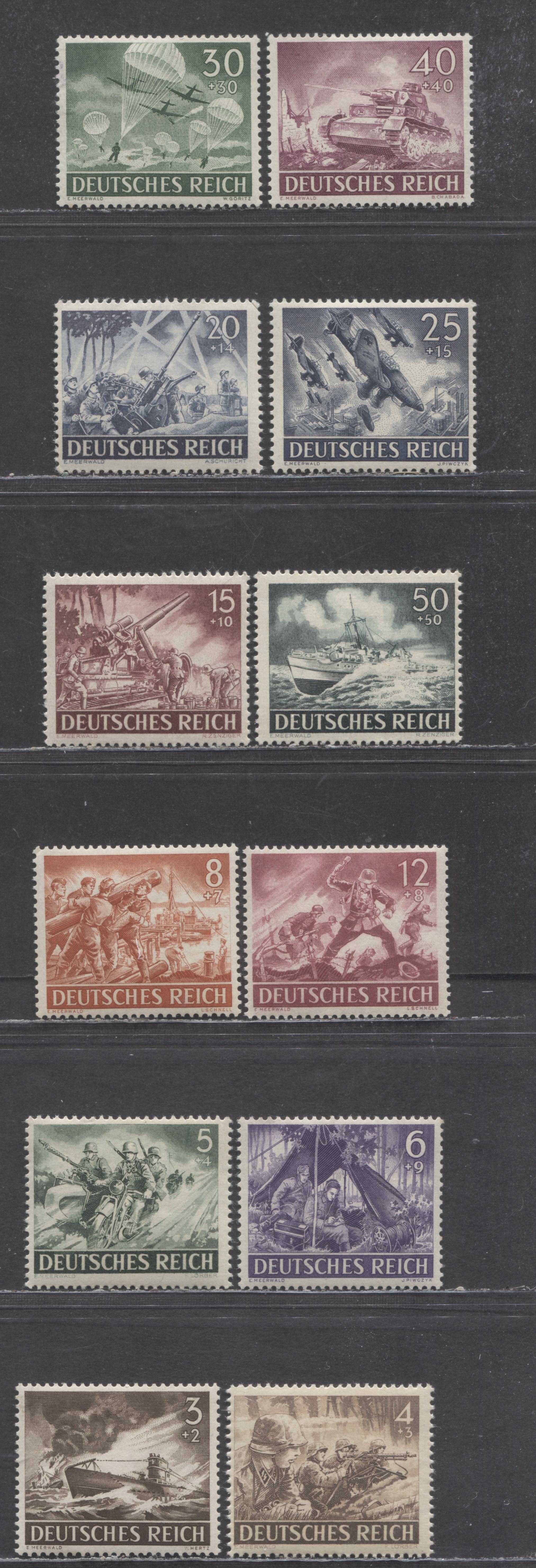 Lot 401 Germany MI#831x (B218)-842 (B229) 1943 Army Day & Hero Memoria – Brixton Chrome