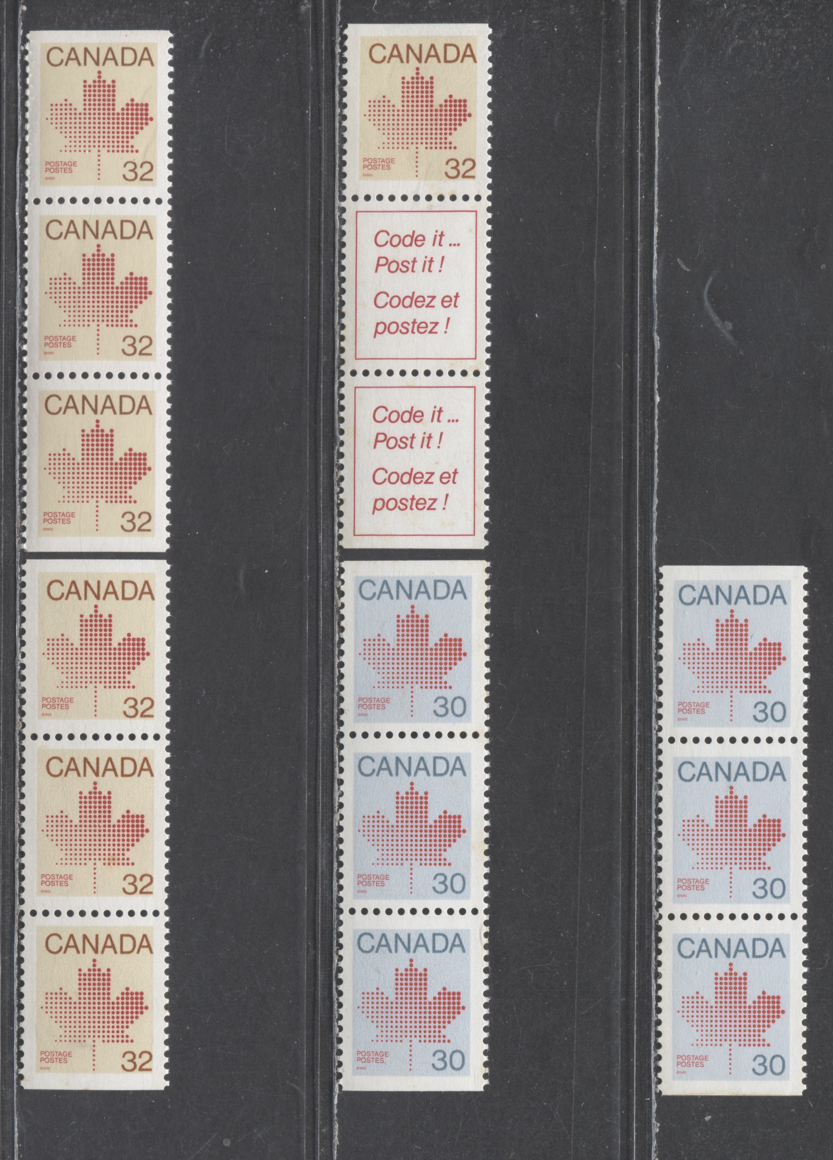 Lot 325 Canada #923b-bs, 924b-bs,bis,bisi 30c & 32c Red on Blue & Red – Brixton Chrome