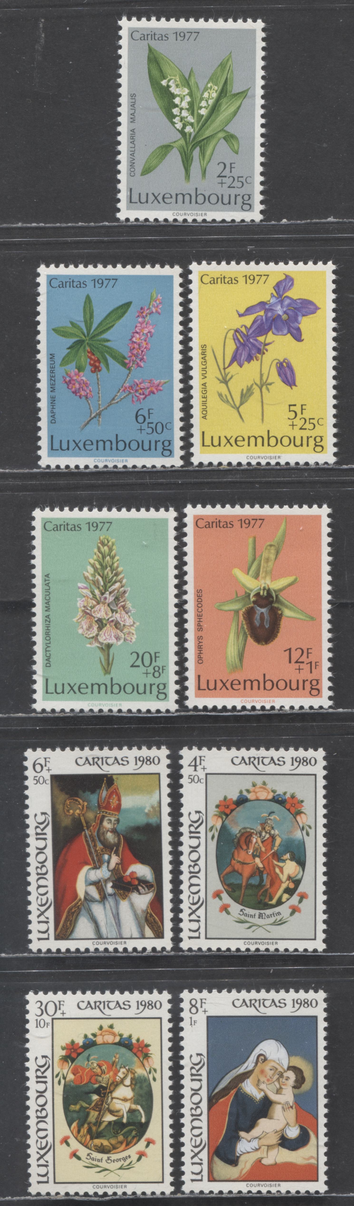 Lot 349 Luxembourg SC#B313/B331 1977 & 1980 Semi Postals, 9 VFNH Singl – Brixton Chrome