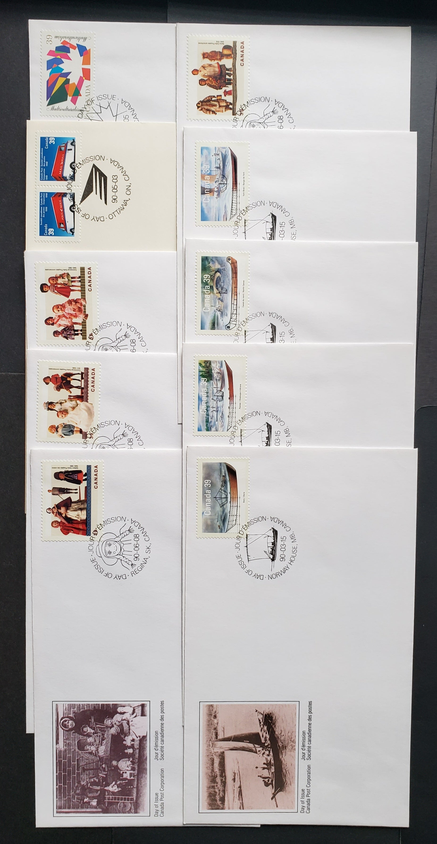 Lot 80 Canada #1266-1270, 1273a, 1274-1277 39c Multicolor 1990 Small C ...