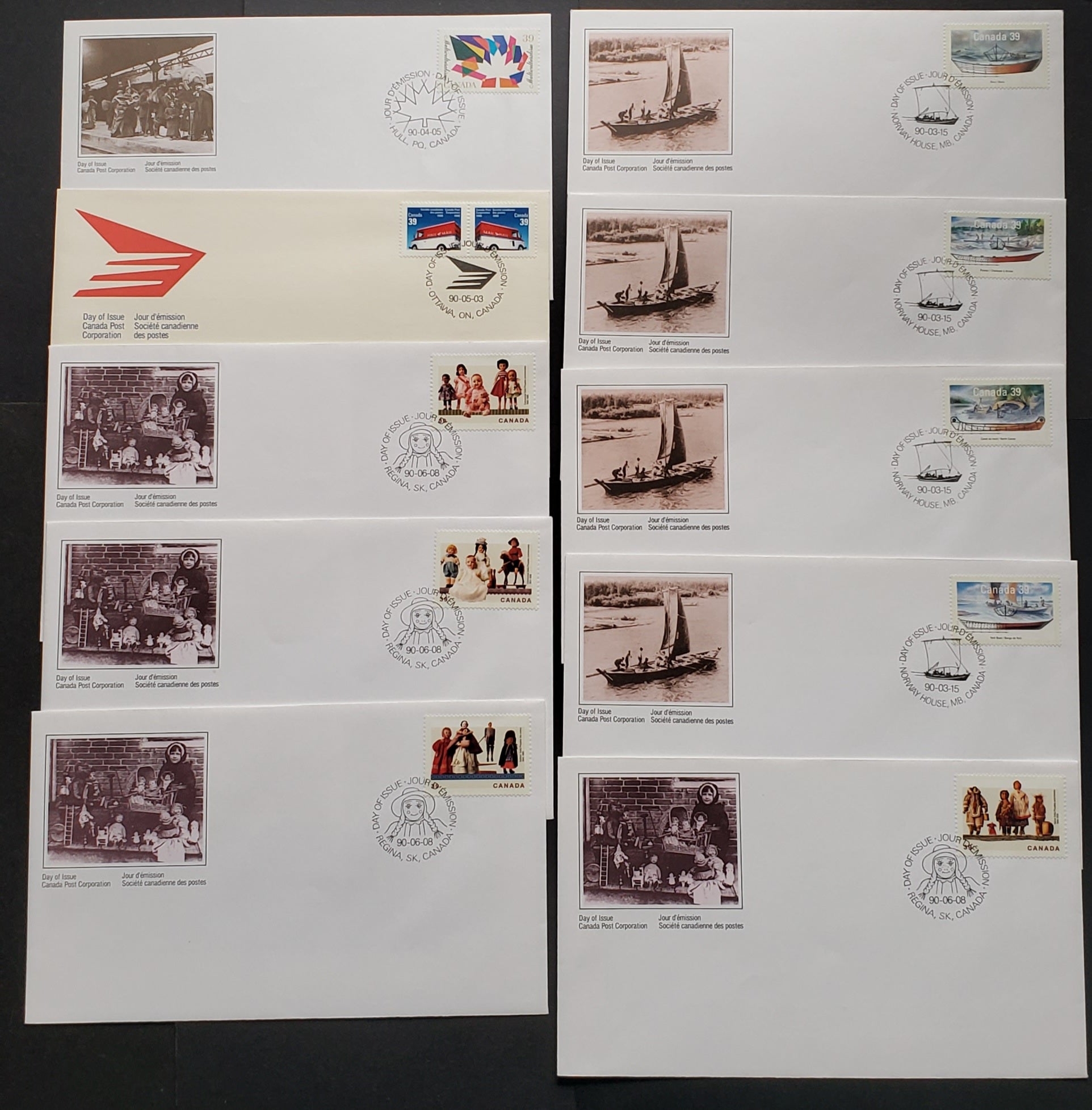 Lot 80 Canada #1266-1270, 1273a, 1274-1277 39c Multicolor 1990 Small C ...