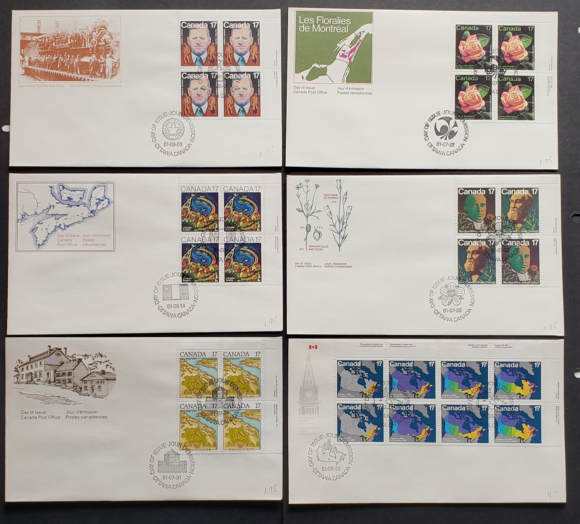 Lot 211 Canada #890-899 1981 Canada Day – Aaron Mosher, 6 Official FDC ...