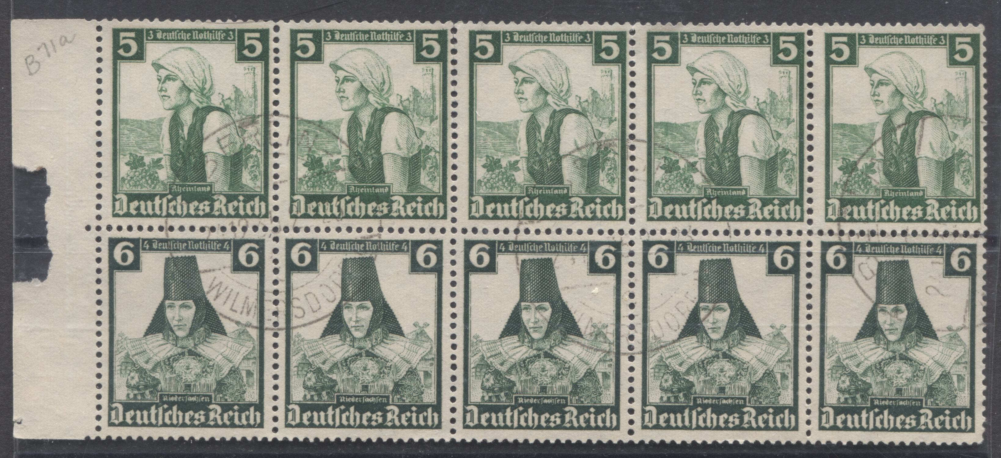 Lot 241 Germany SC#B71a 5pf Green & 6pf Bluish Gray 1935 Costumes Semi ...