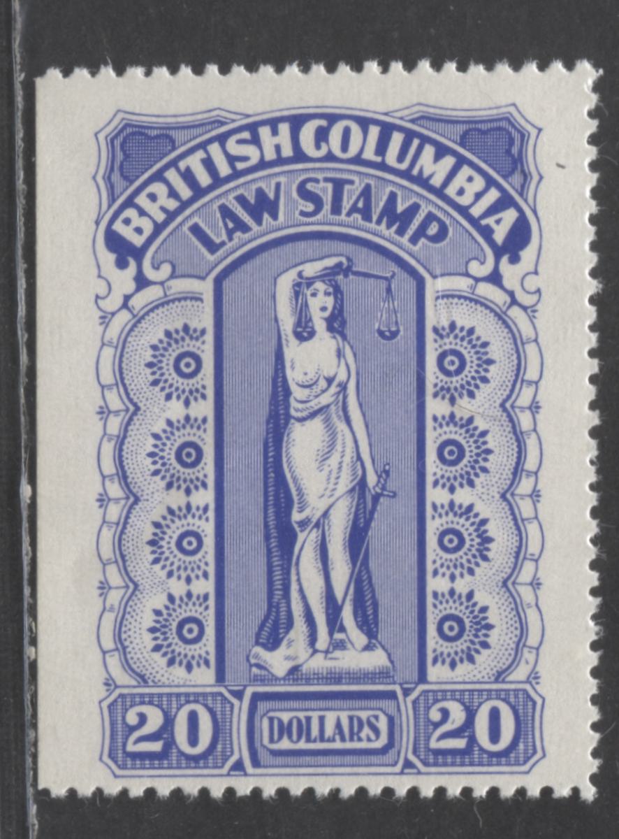 Lot 2 Canada #BCL58 20 Blue , 1958-1970 B.C Eleventh Series Law Stamps ...