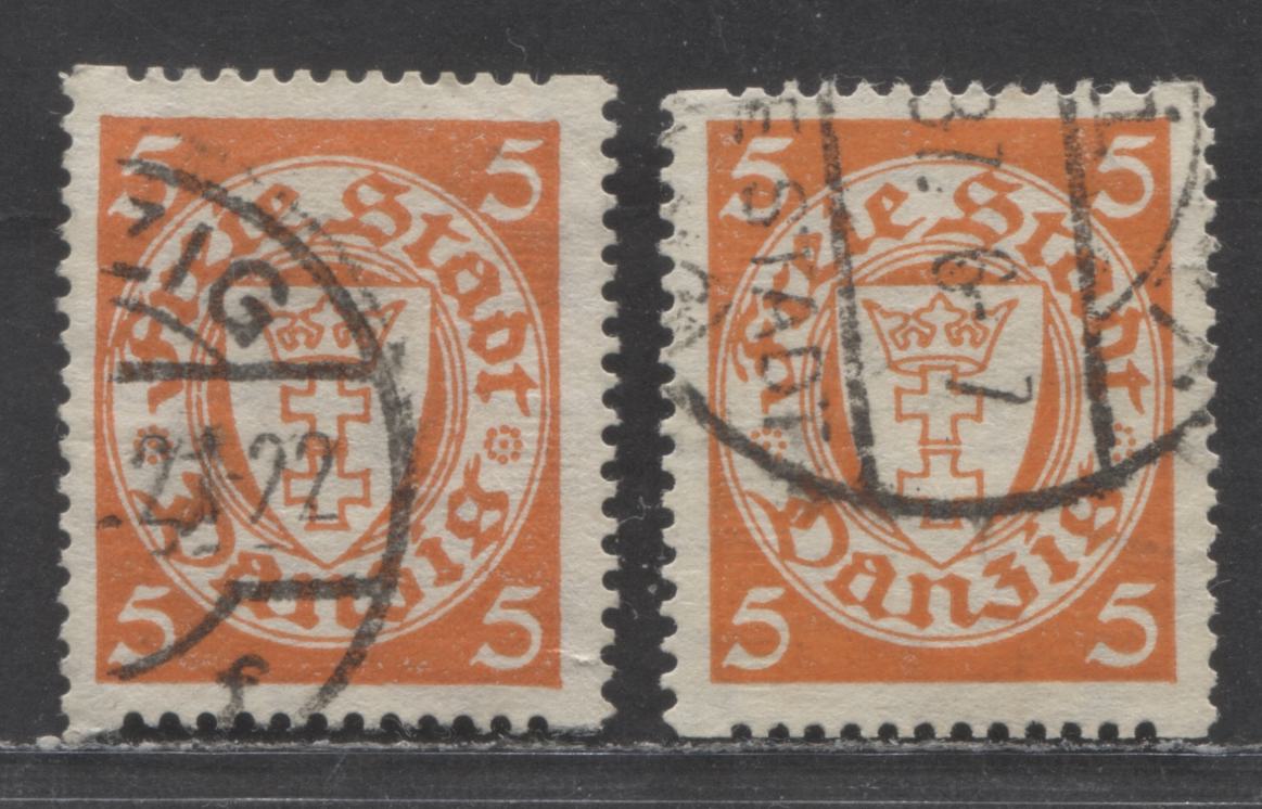 Lot 222 Danzig SC#170d-e(MI193dx-y) 5pf Orange 1924-1937 Army Issue Co ...