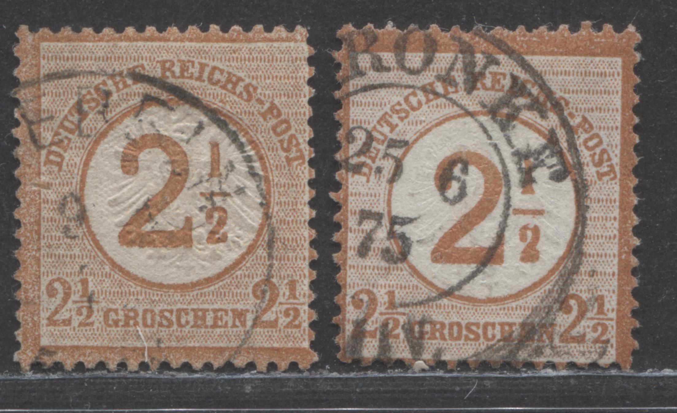 Lot 254 Germany SC#27(Mi#29) 2 1/2d On 2 1/2g Orange Brown 1874 Surcha ...