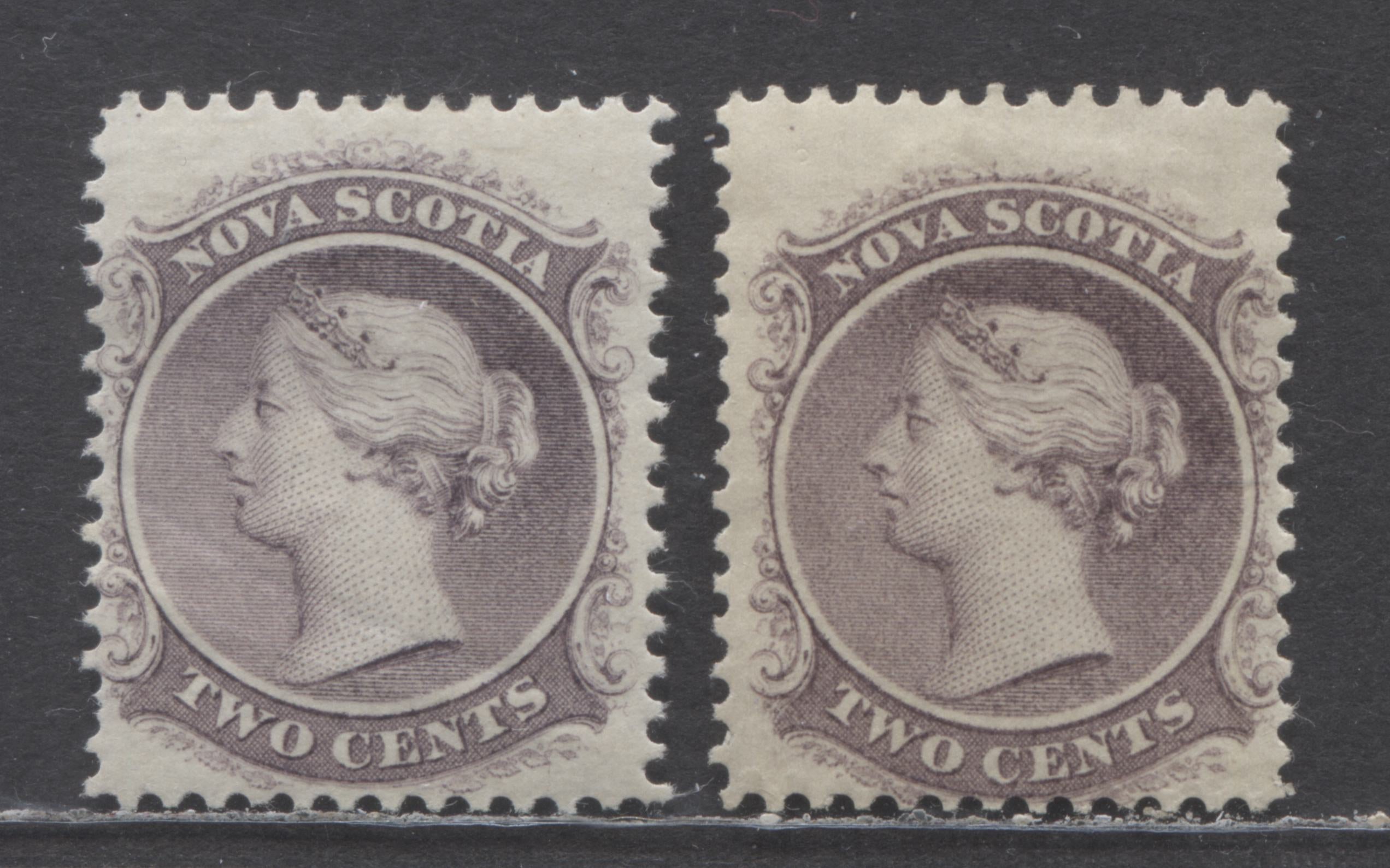 Lot 2 Nova Scotia #9,9a 2c Lilac Queen Victoria, 1860-1863 First Cent ...