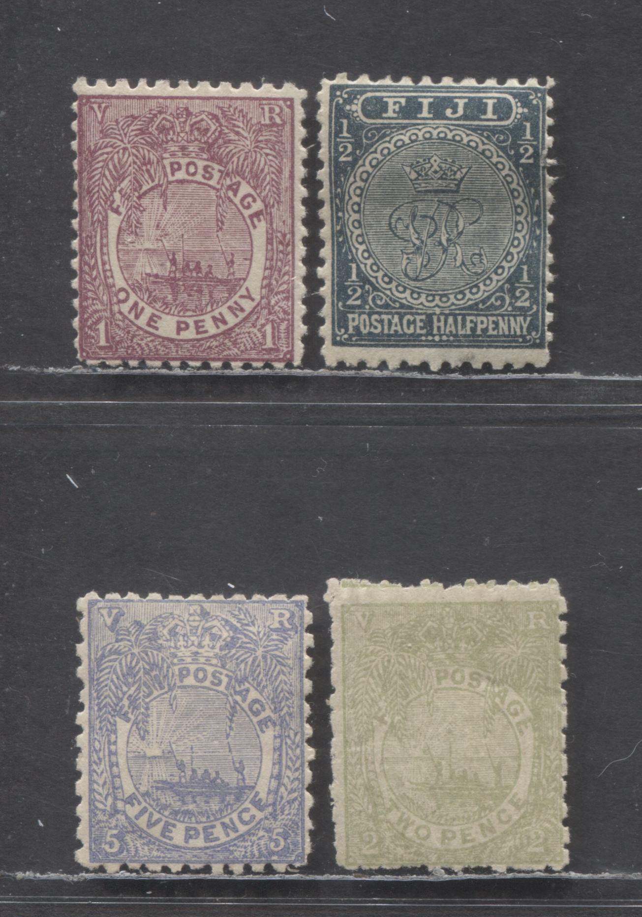 Lot 259 Fiji SC#53 (83)/58var (101) 1891-1896 Fijian Canoe & Monogram ...