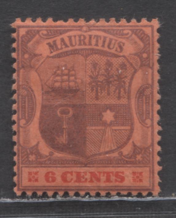 Lot 168 Mauritius SC#104var (SG# 146w) 6c Red 1893-1904 Arms Issue, In ...