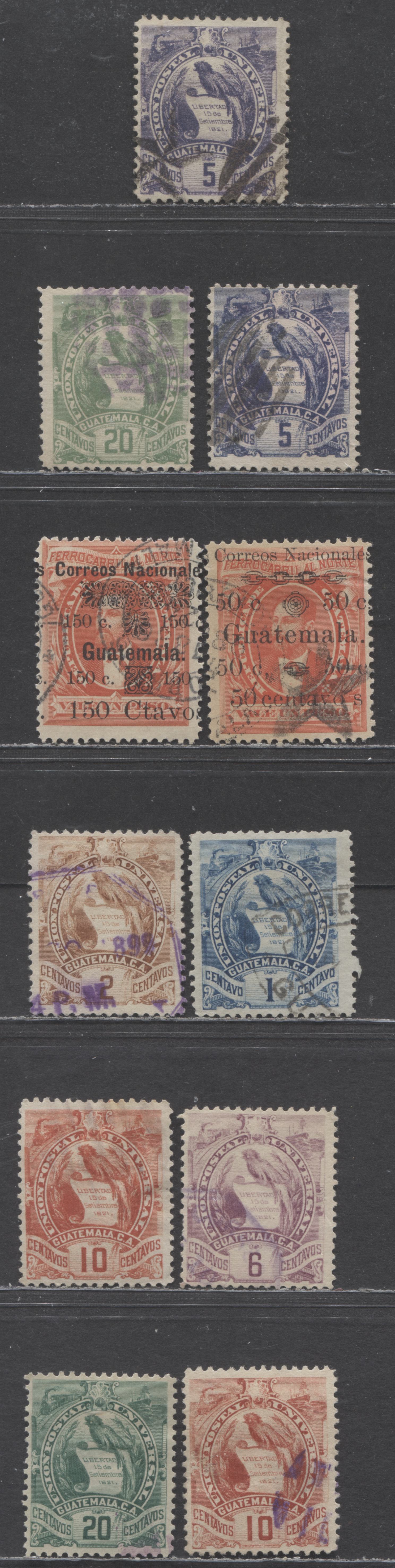 Lot 322 Guatemala SC#27/49 1866-1895 Surcharge & Nation Emblem Issues ...