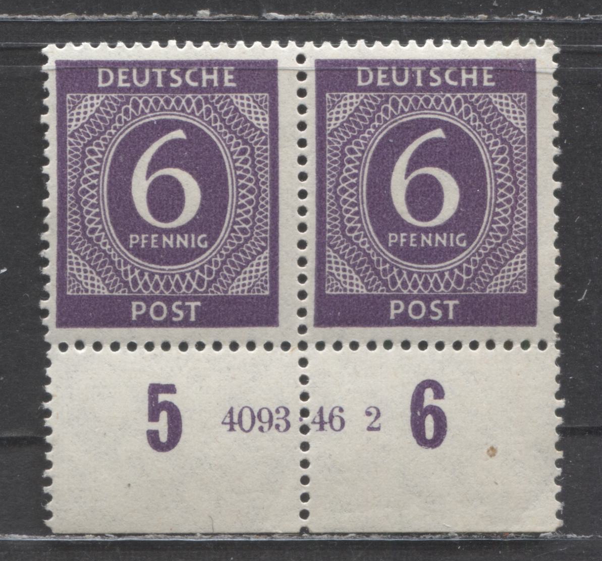 Lot 430 Germany Mi#916HAN (SC# 535) 6pf Purple 1946 Numerals Issue, Pl ...
