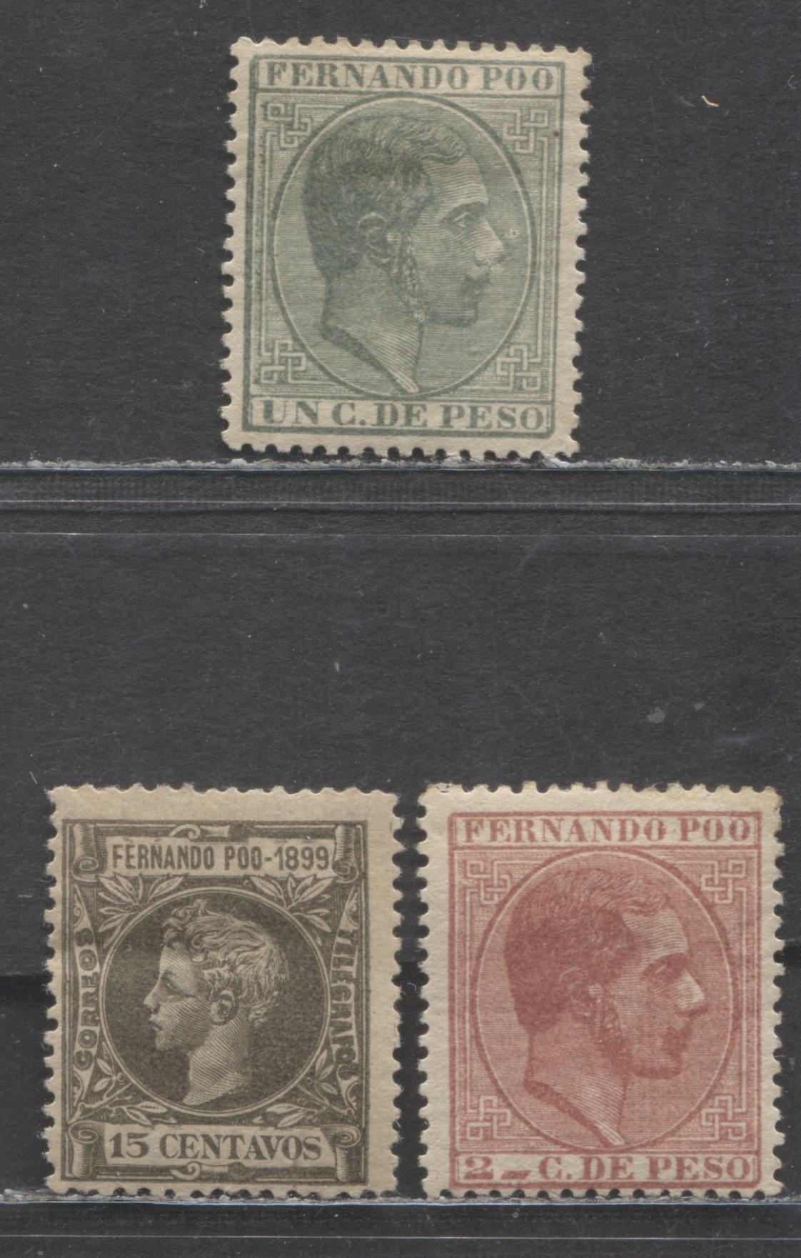 Lot 104 Fernando Po SC#5/57 1882-1899 Alfonso XII & XIII Issues, 3 F/V ...