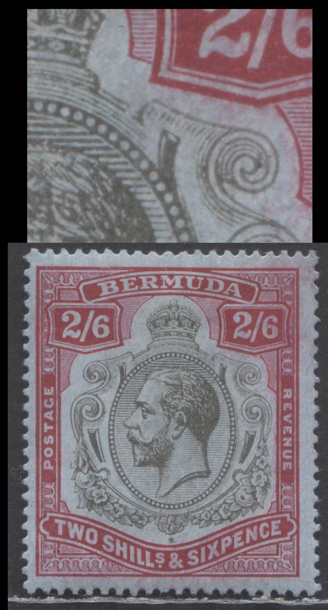 Lot 145 Bermuda SG#52a (SC# 50var) 2/6d Red & Black 1910-1924 King Geo ...