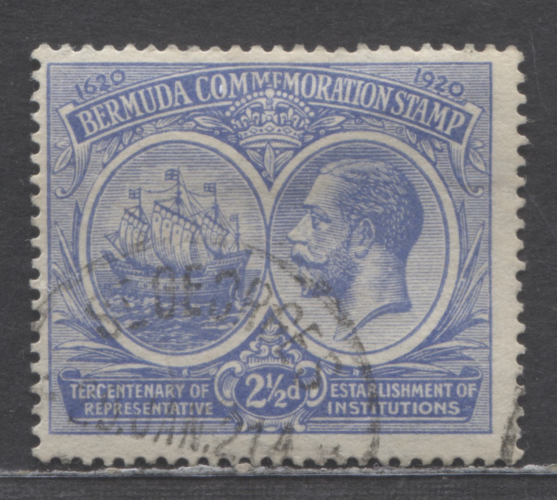 Lot 150 Bermuda SC#68 2.5d Ultramarine 1920 Tercentenary Issue, Script ...