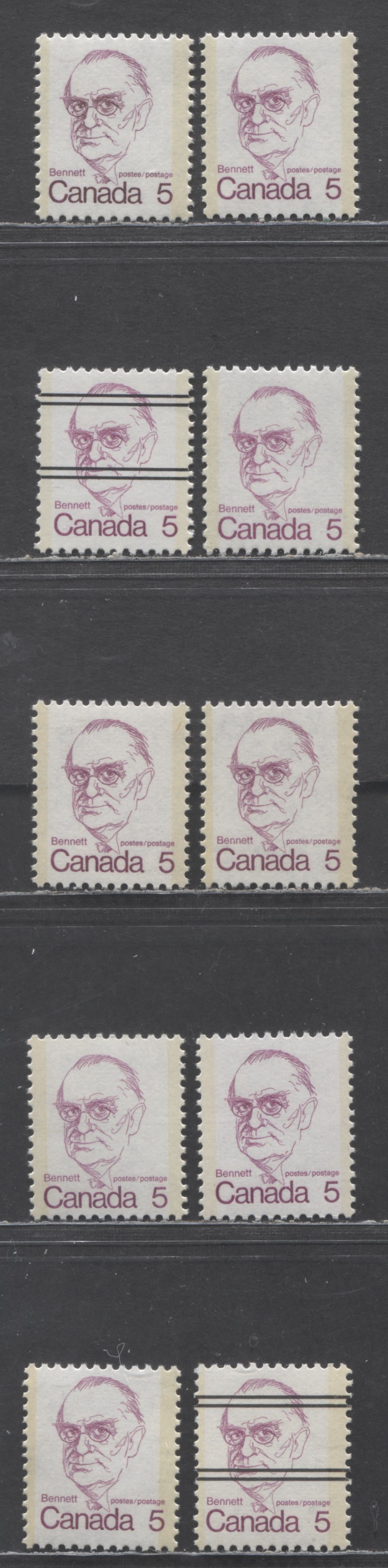 Lot 395 Canada #590,I,iii,xx 5c Lilac Richard B Bennett, 1972-1977 Car ...