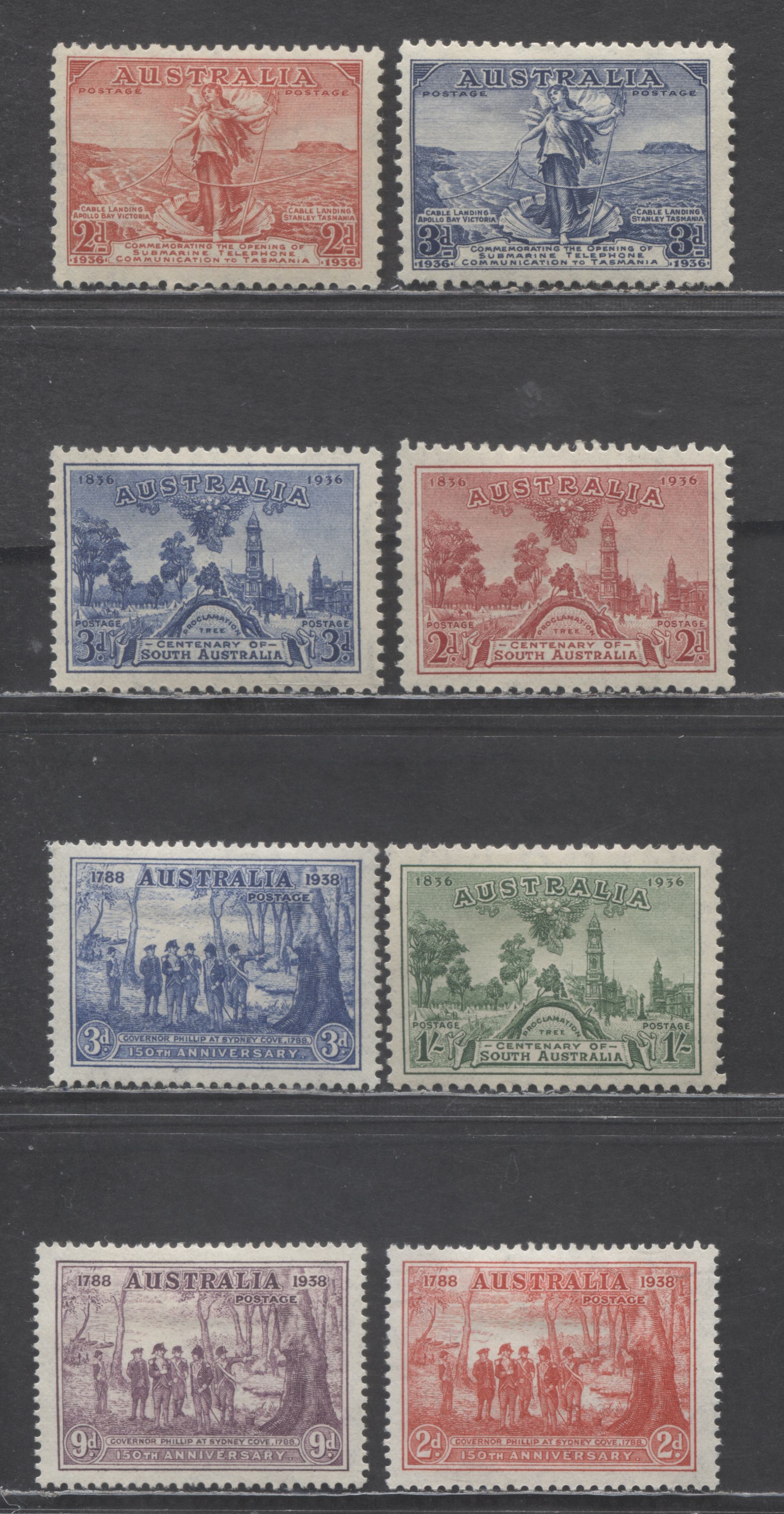 Lot 284 Australia SC#157-165 1936-1937 Tasmania Telephone Link - 150th ...