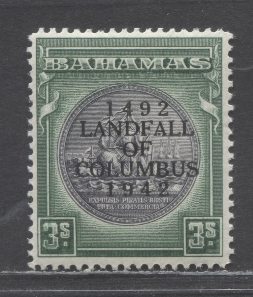 Lot 321 Bahamas SC#127a 3/- Deep Green/Brownish Black 1942 Landfall Of ...