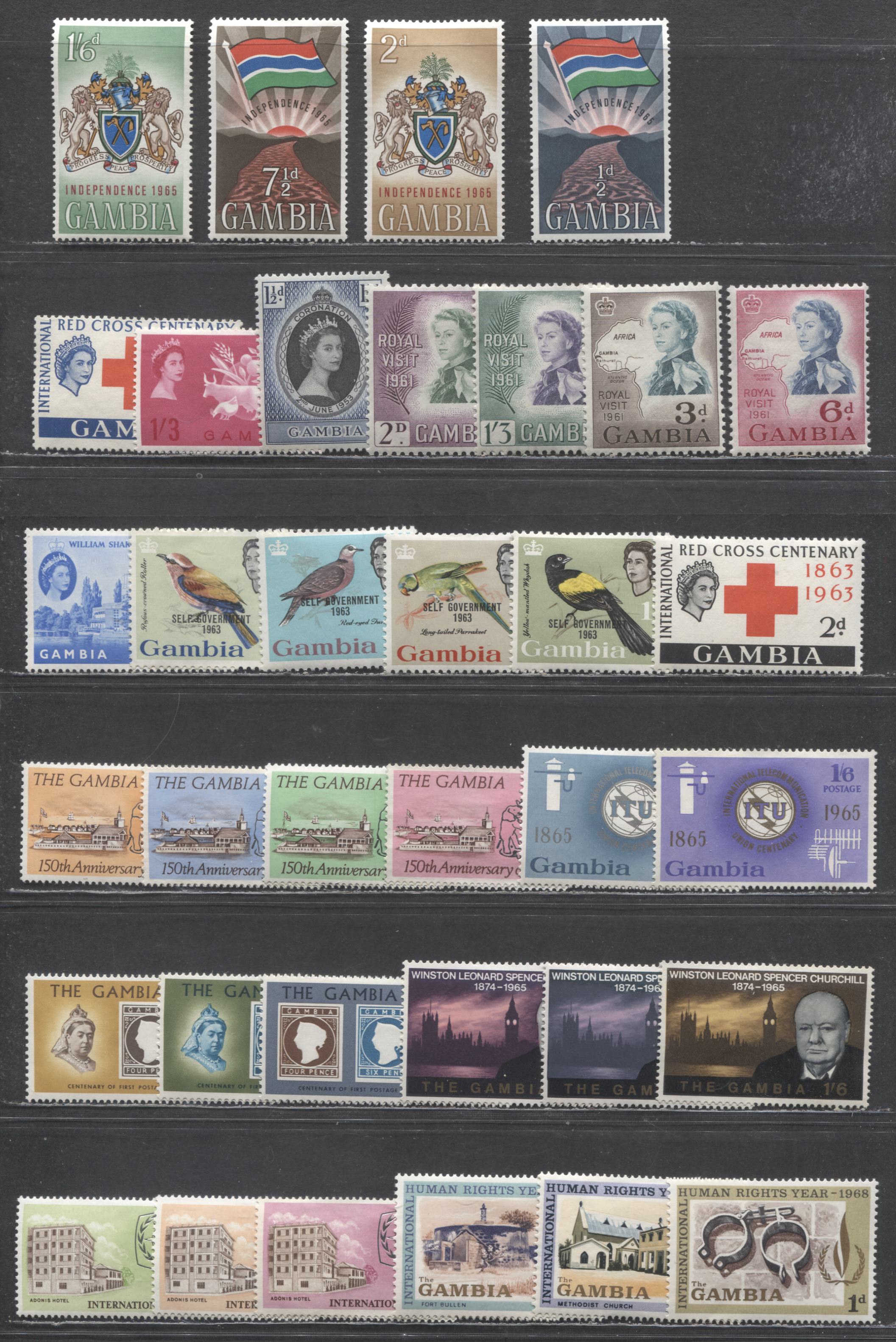 Lot 134 Gambia SC#168/240 1953-1969 Coronation - Stamp Centenary Issue ...