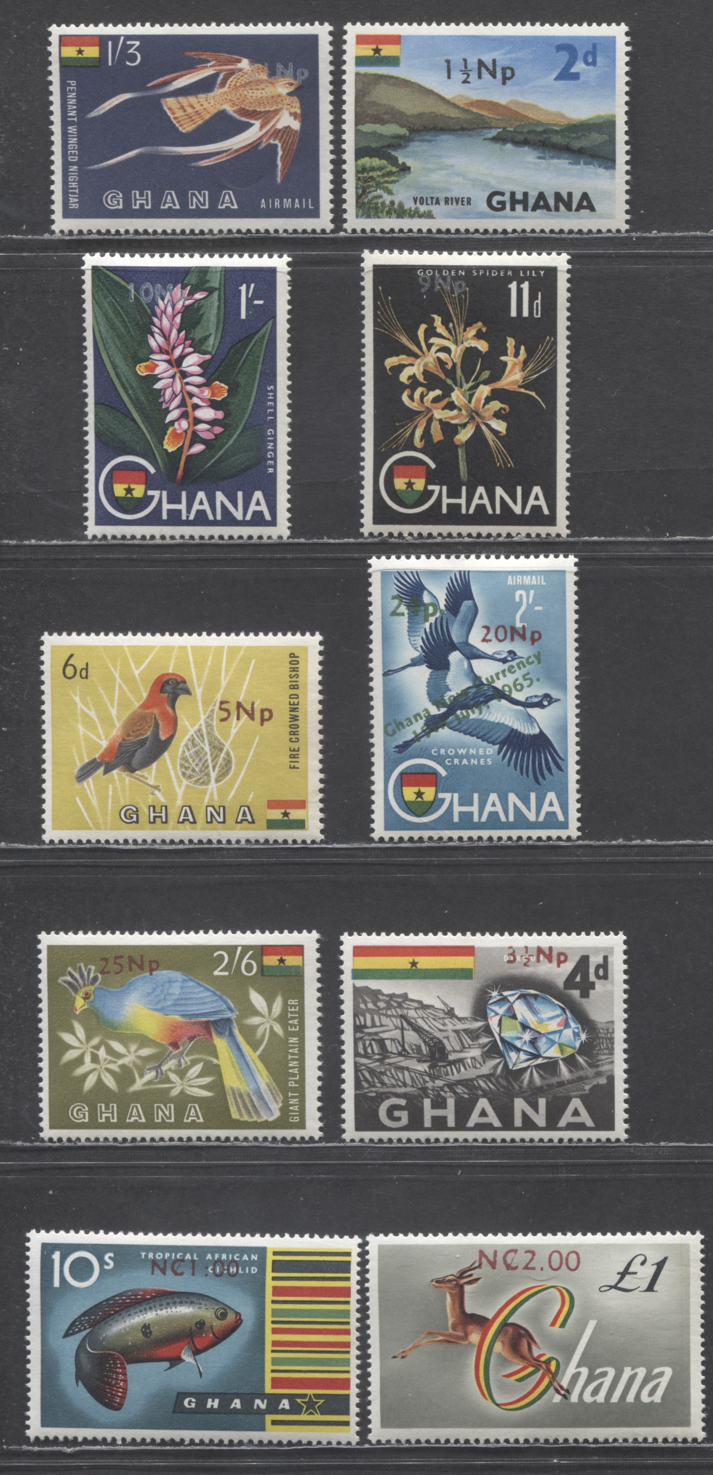 Lot 149 Ghana SC#271-C10 1967 New Currency Surcharges, 10 F/VFOG Singl ...