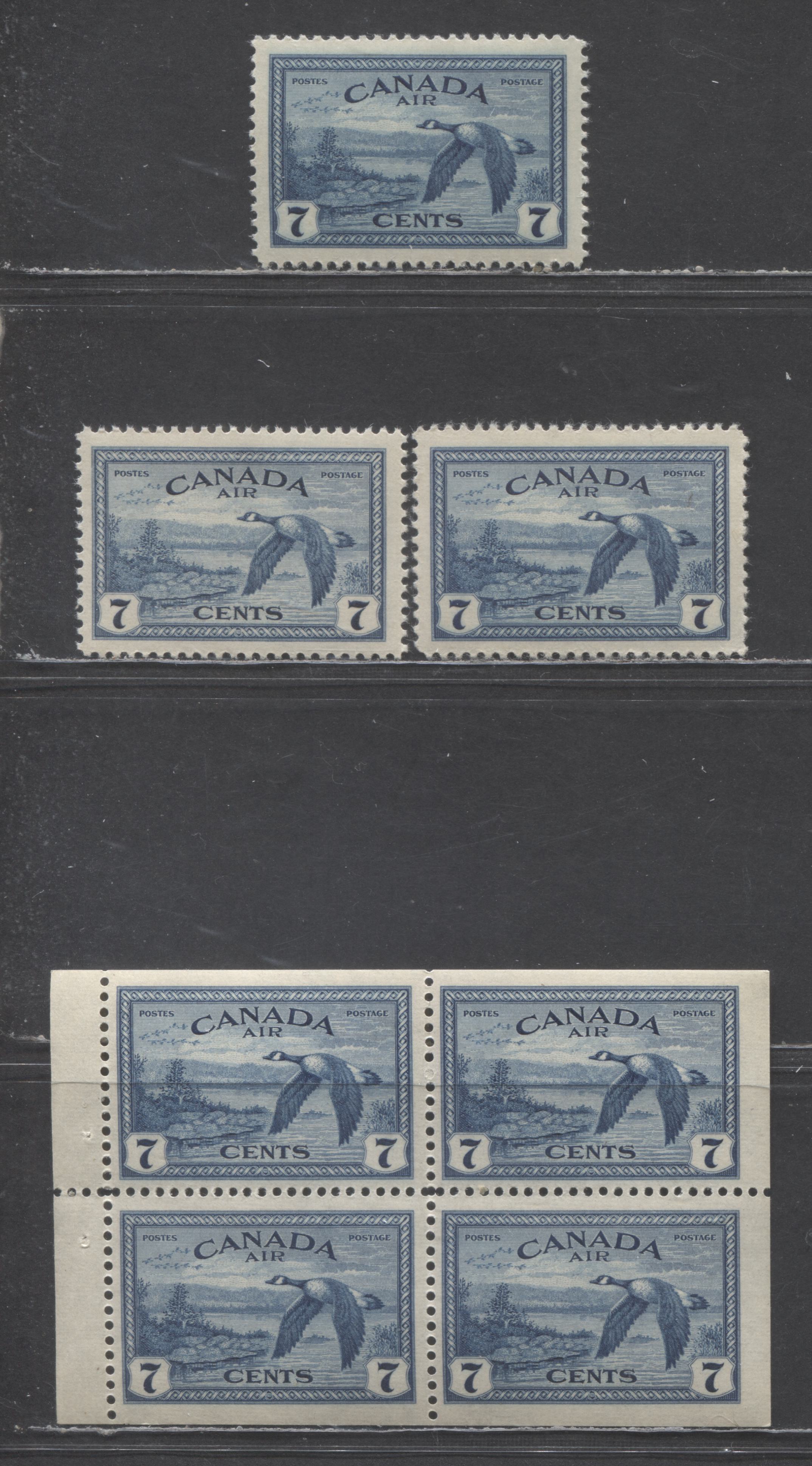Canada #C9,C9a 7c Canada Goose, 1946 War Issue - Air Mail, 3 VFNH Sing ...