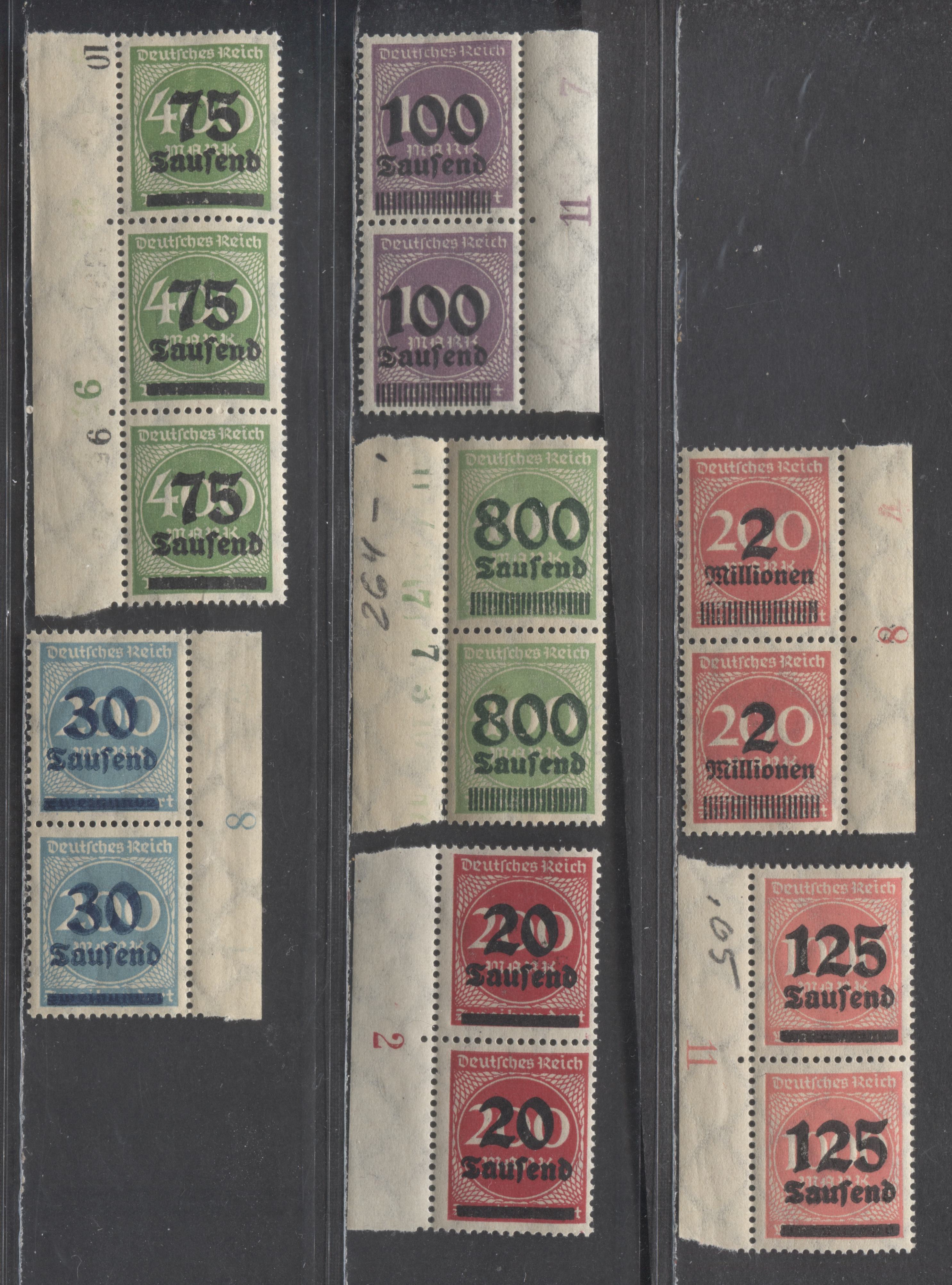 Lot 250 Germany SC#246/269 1923 Surcharges, Showing Sideways Numbers T ...
