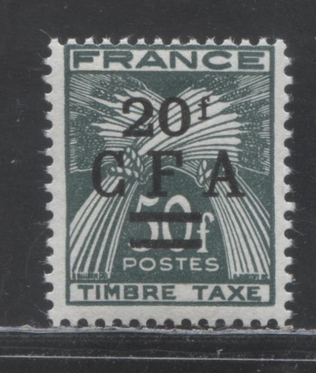 Lot 286 Reunion SC#J43 20f On 50f Bluish Green 1949-1953 CFA Overprint ...