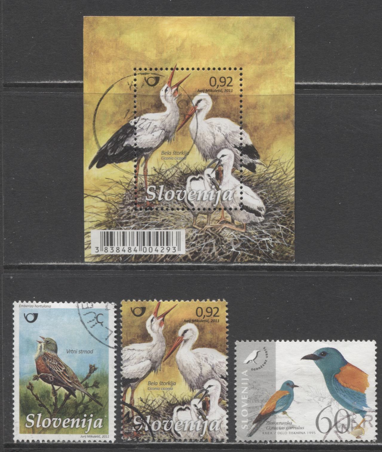 Lot 421 Slovenia SC#235b/900 1995-2011 Bird Definitives, 4 Very Fine U ...
