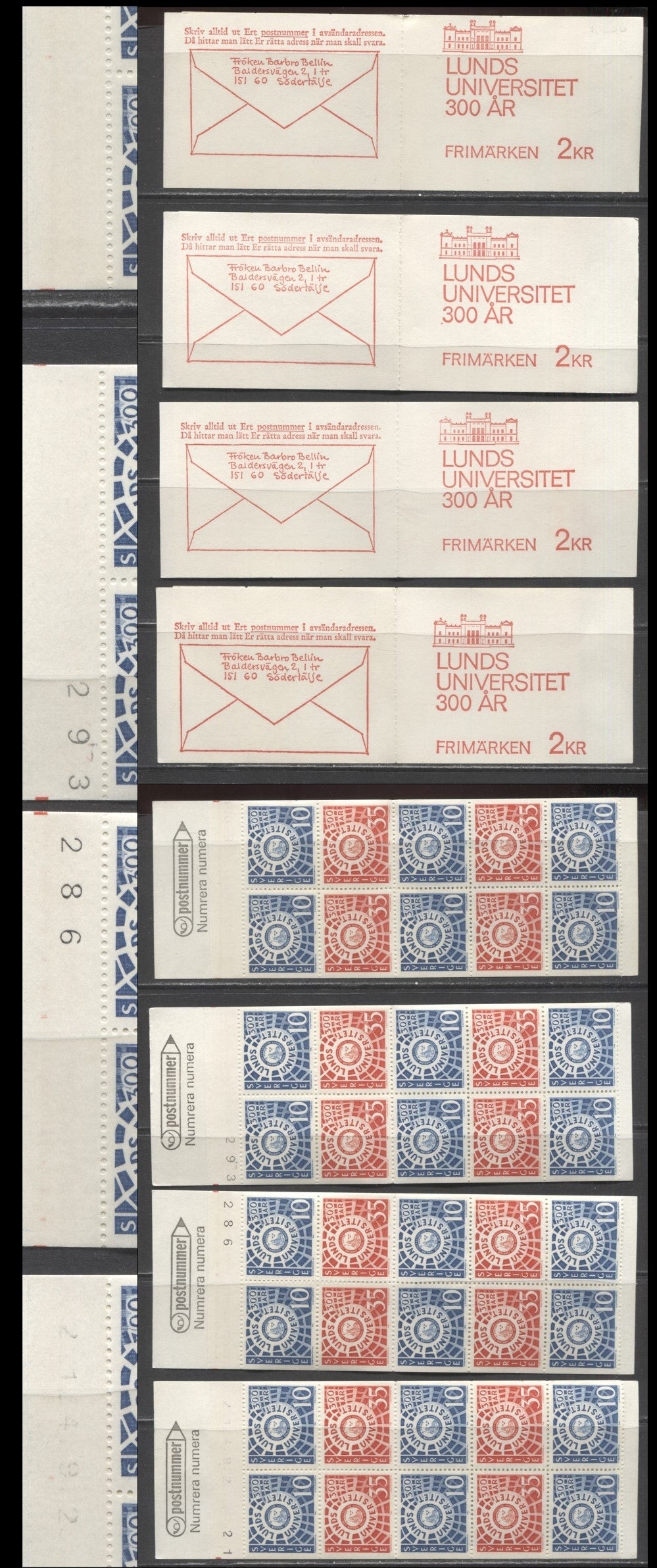 Lot 253 Sweden SC#781a (Facit #H206) 10 ore Blue & 35 Ore Scarlet 1968 ...