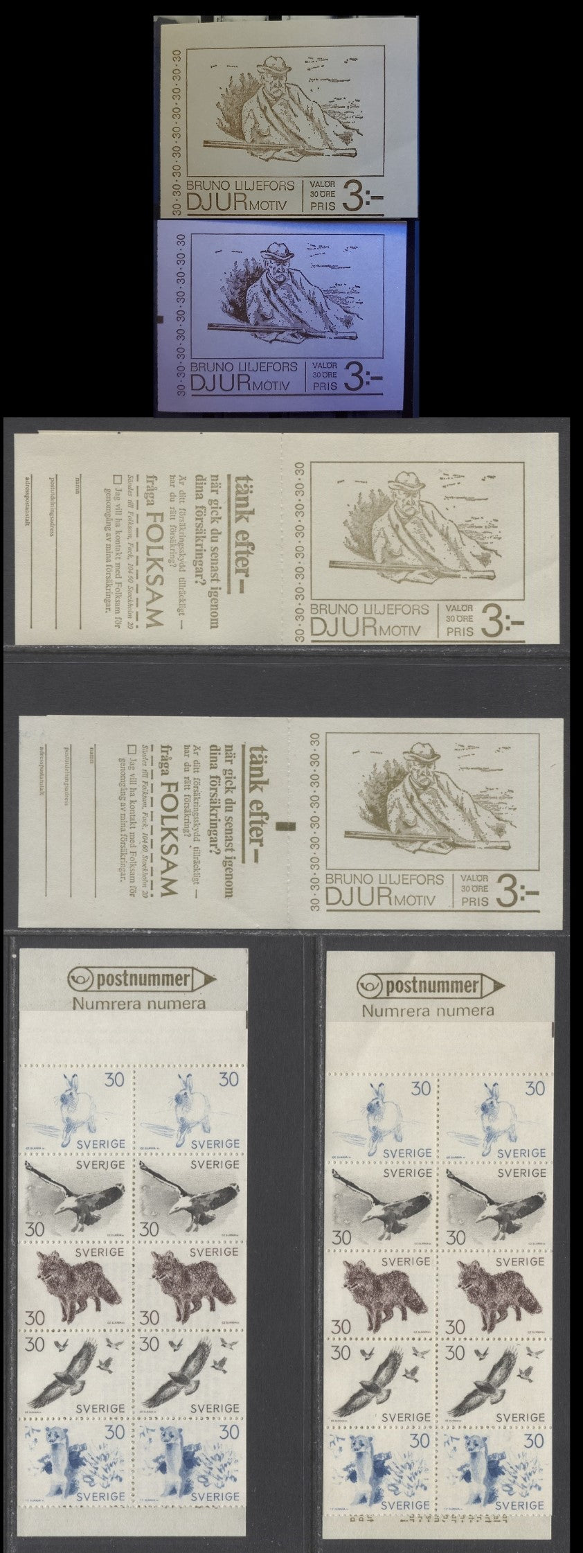 Lot 260 Sweden SC#803a (Facit H214B) 30 ore Blue, Black and Brown 1968 ...