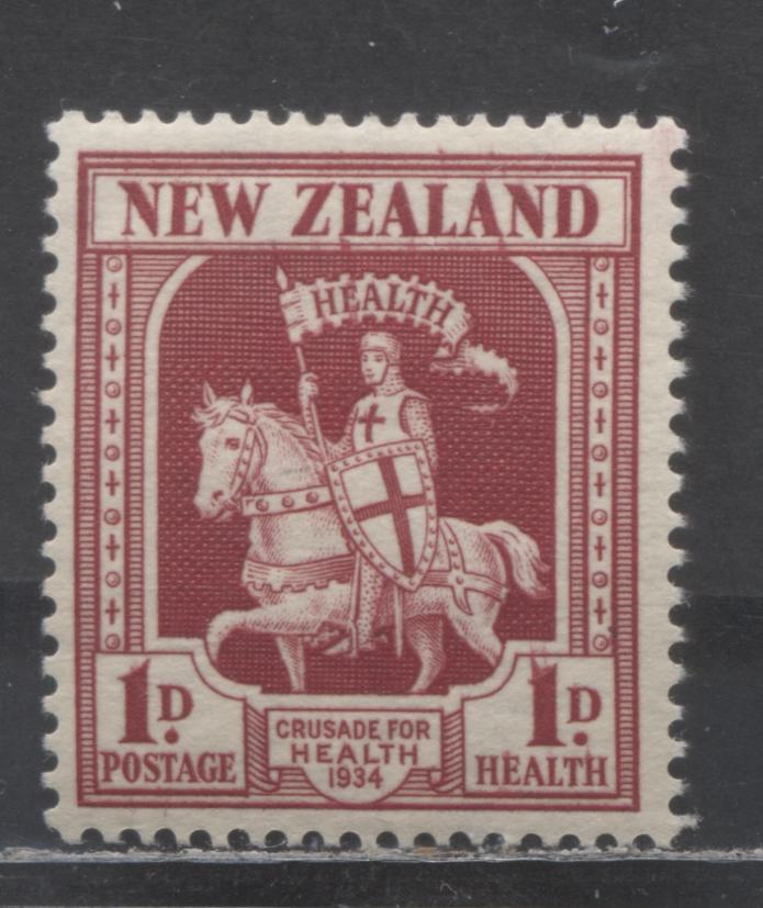 Lot 393 New Zealand SC#B7 1d + 1d Dark Carmine 1934 Crusader Health Is ...