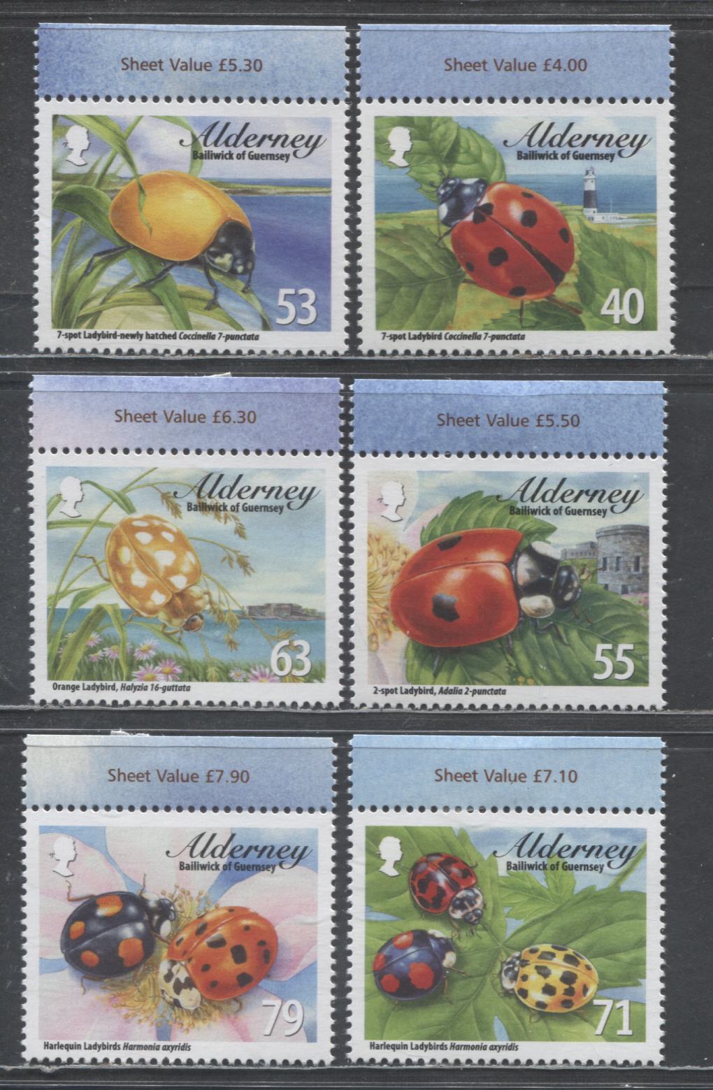 Lot 121 Alderney SC#484-489 2014 Ladybugs Issue, 6 VFOG Singles, Click ...