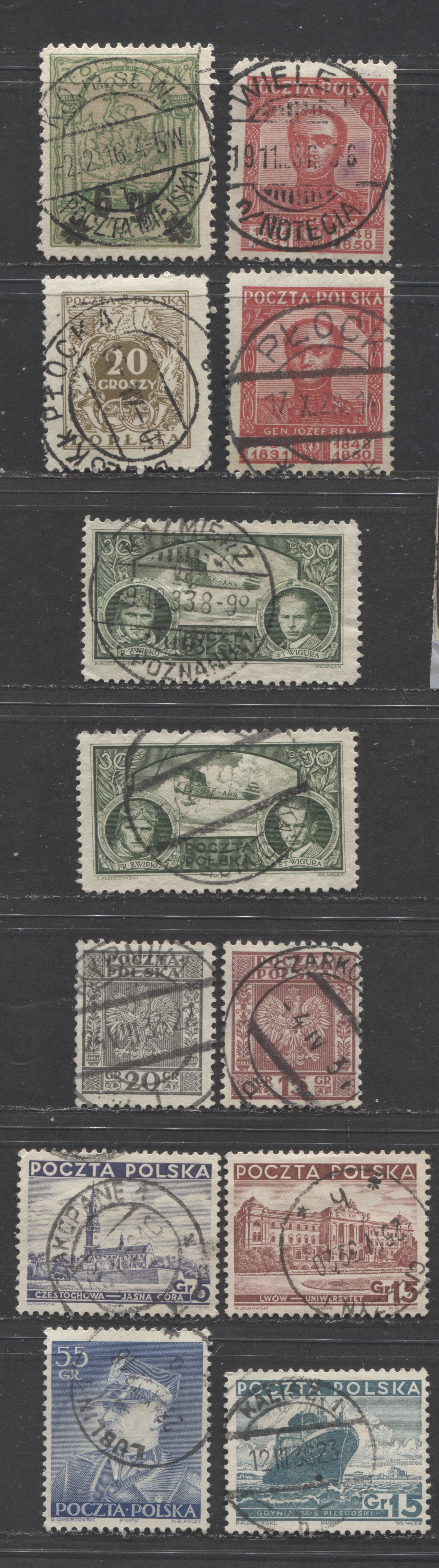 Lot 459 Poland SC#256 1924-1937 Joseph Bem - Postage Due, All With SON ...