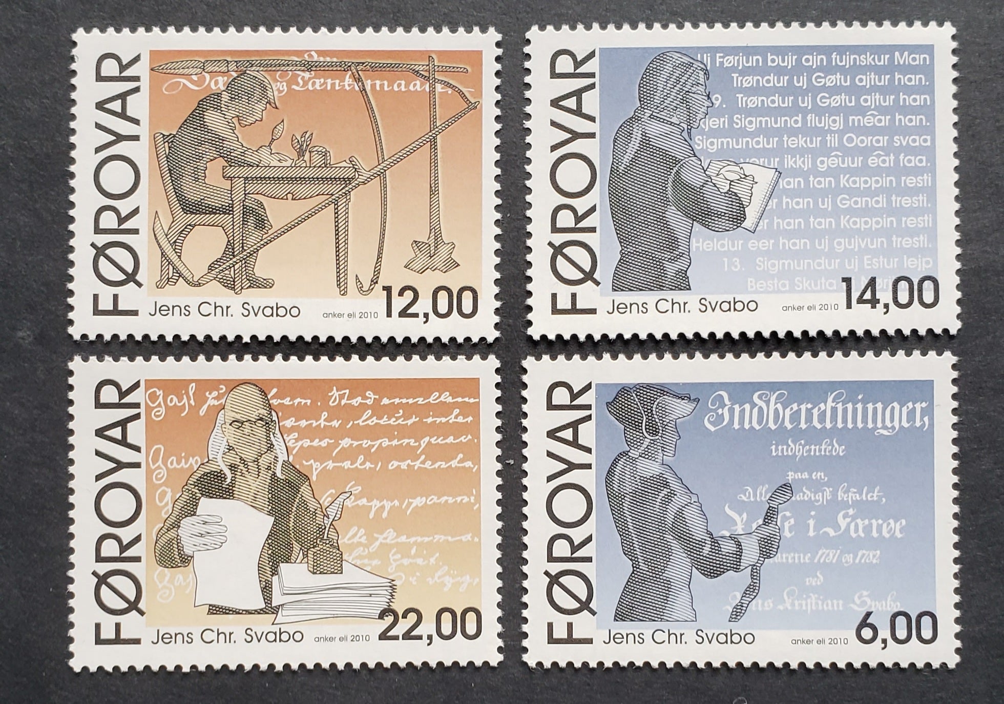 Lot 279 Faroe Islands SC#540-543 2010 Wiritngs Of Svabo & Svabo, 4 VFN ...