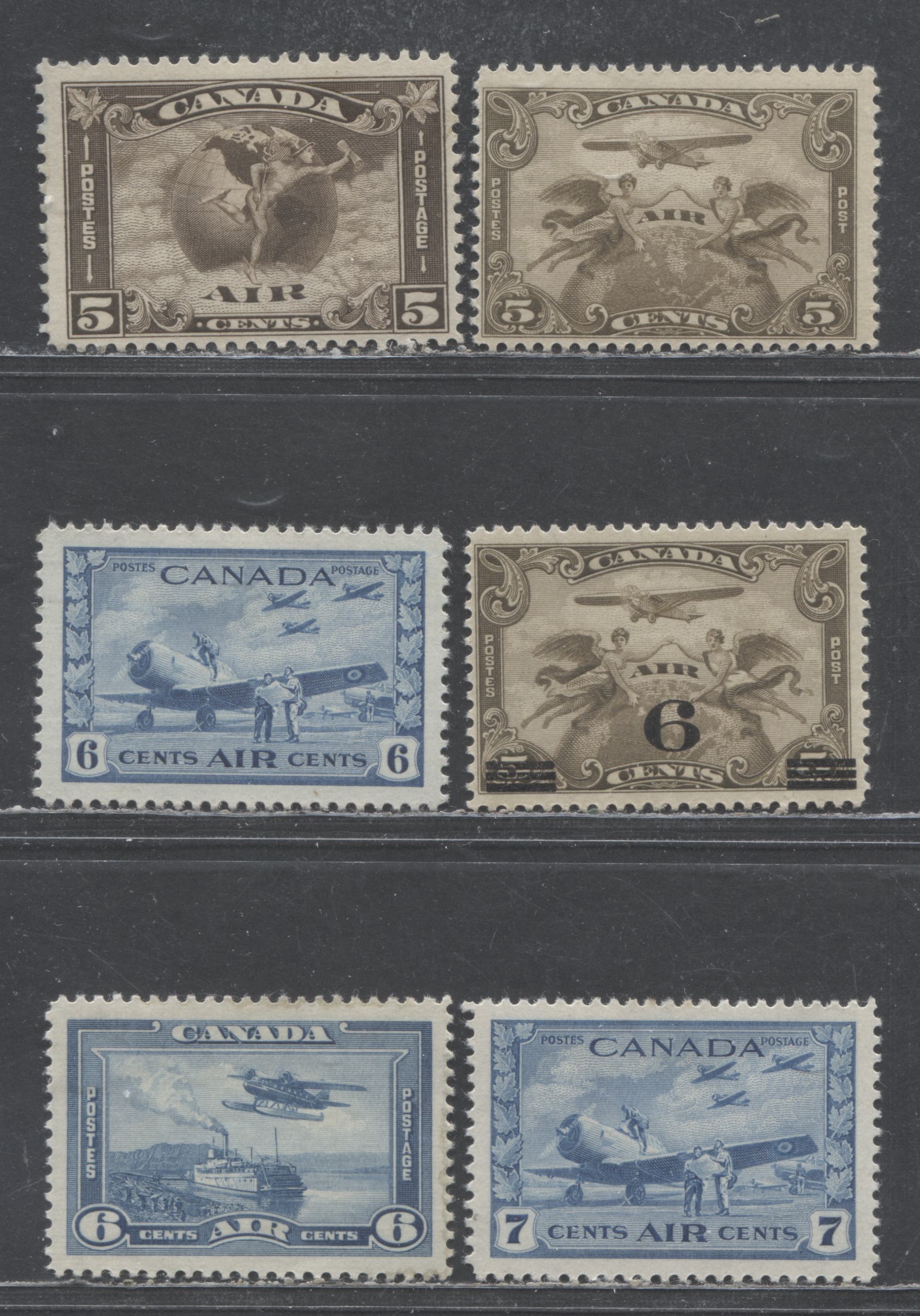 Lot 485 Canada #C1-C3, C6-C8 5c/7c Brown Olive/Deep Blue Two Winged Fi ...