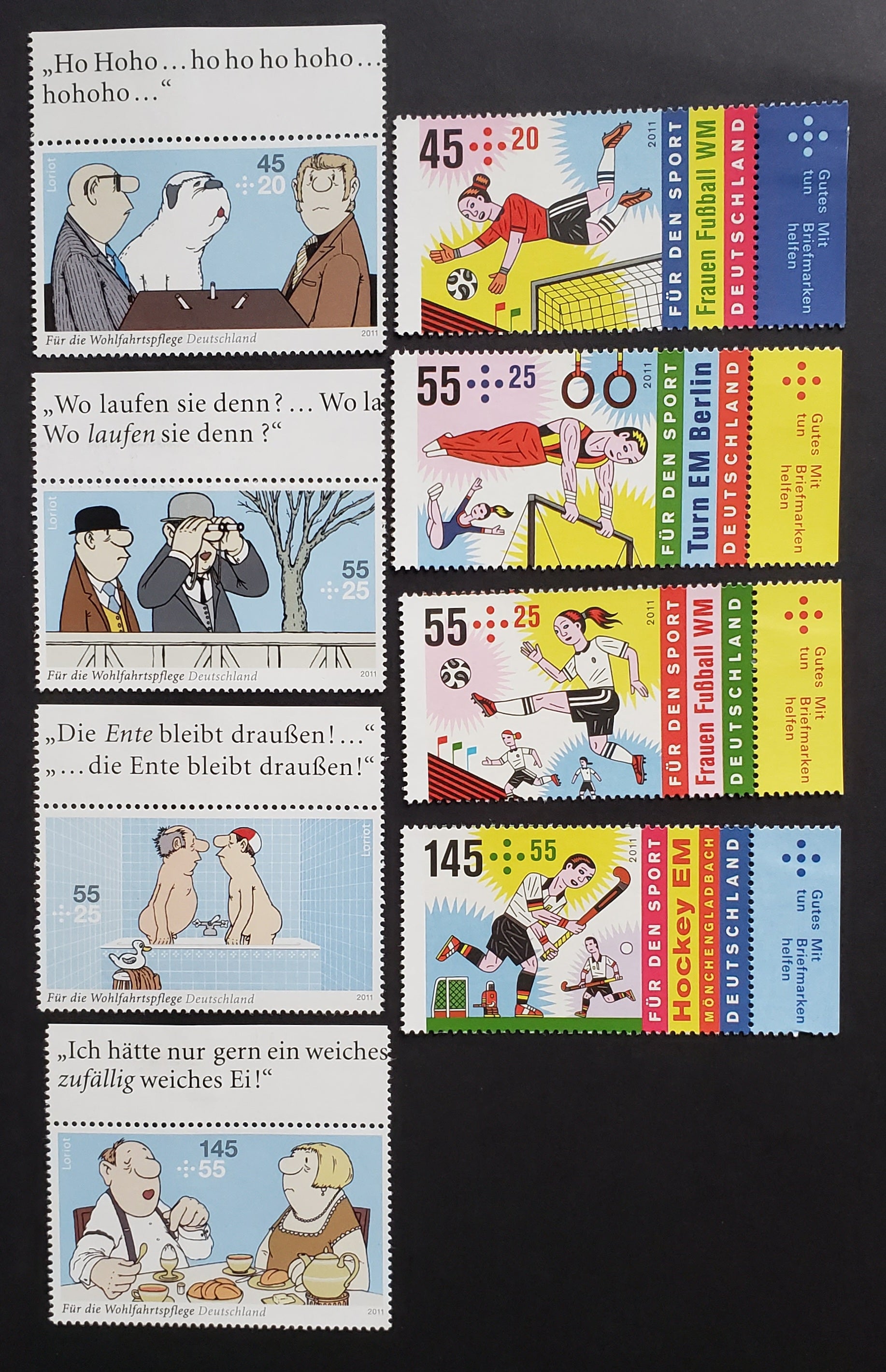 Lot 107 Germany SC#B1042/B1050 2011 Cartoons / Athletes Issues, 8 VFNH ...
