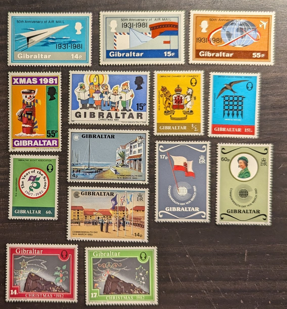 Lot 221 Gibraltar SC#410/445 1981-1983 Airmail Service - Commonwealth ...