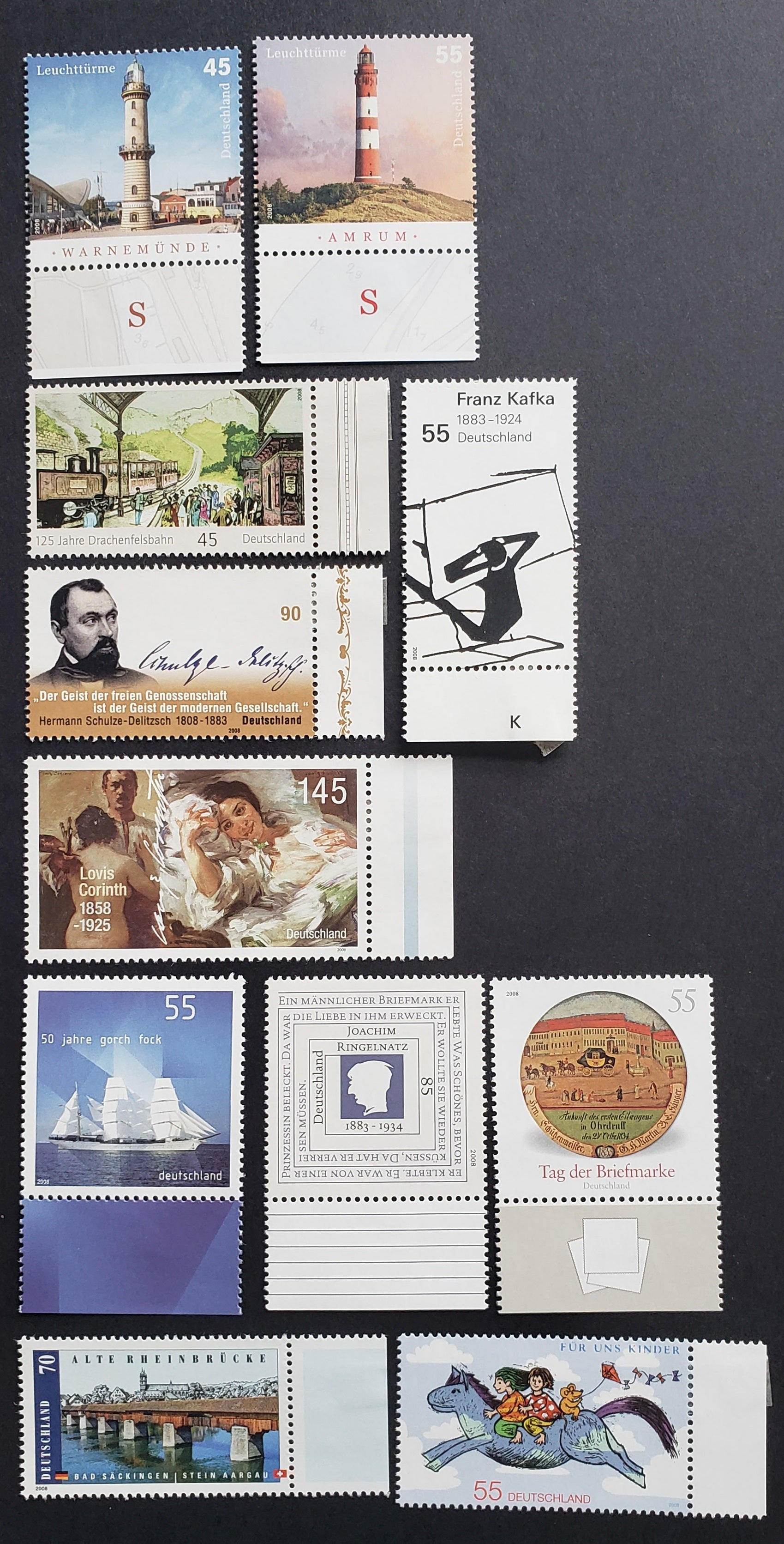 Lot 88 Germany SC#2491/2503 2008 Lighthouses / Old Rhine Bridge Issues ...
