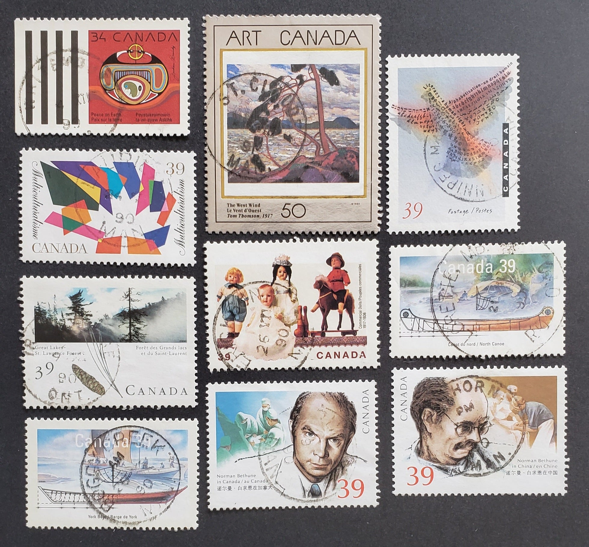 Lot 389 Canada #1264-1265, 1268-1271, 1276, 1284ai, 1288, 1297 1990 No ...