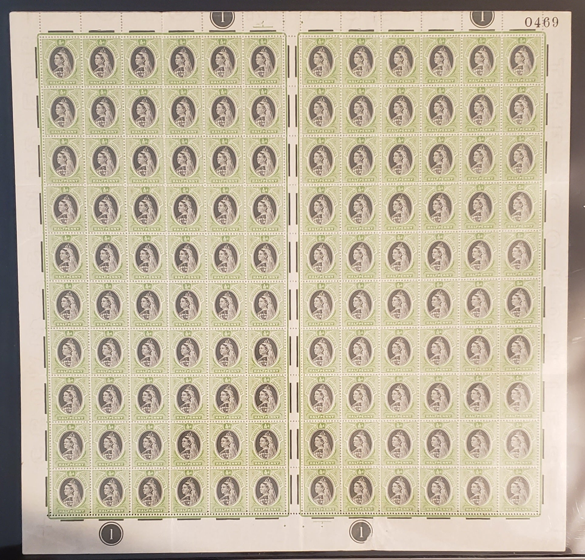 Lot 385 Southern Nigeria #1 1/2d Yellow Green & Grey Black Queen Victo ...