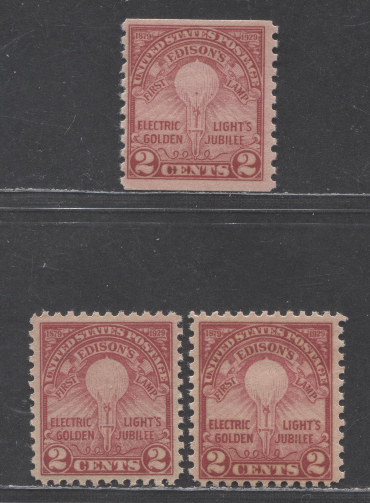 Lot 406 United States Of America #654-656 2c Carmine & Rose Carmine Ed ...