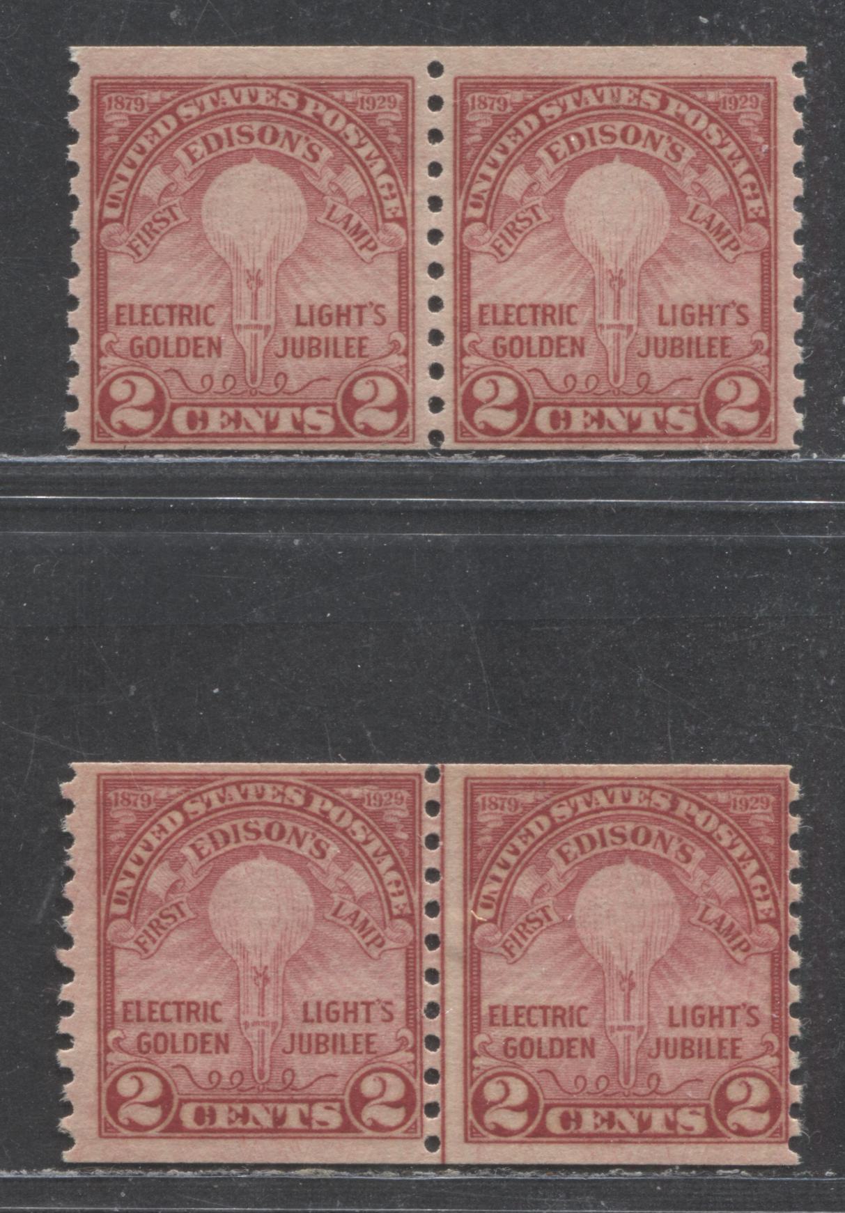 Lot 410 United States Of America #656 & 656var 2c Rose Carmine Edision ...