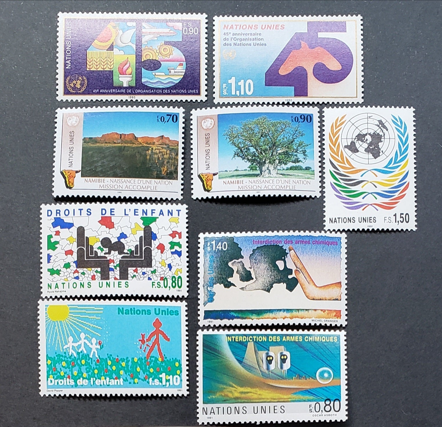 Lot 169 United Nations - Geneva, Switzerland SC#188/206 1990-1992 UN 4 ...