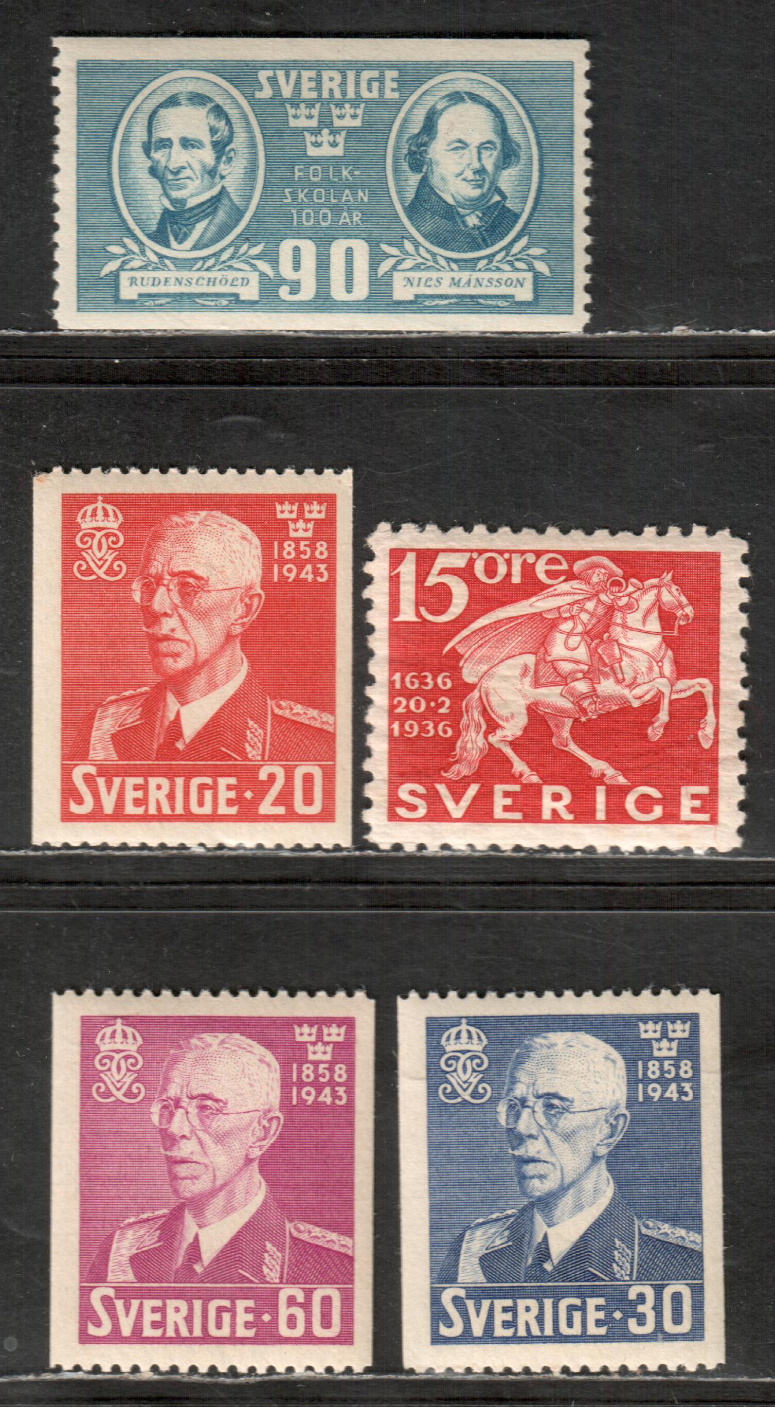 Lot 218 Sweden SC#250/340 1936-1943 Swedish Postal Service / King Gust ...