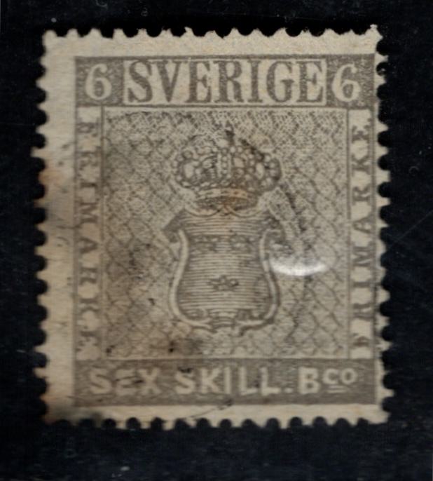 Lot 352 Sweden SC#3 [Facit 3a] 6s Gray 1855 Skilling Banco Arms Issue ...