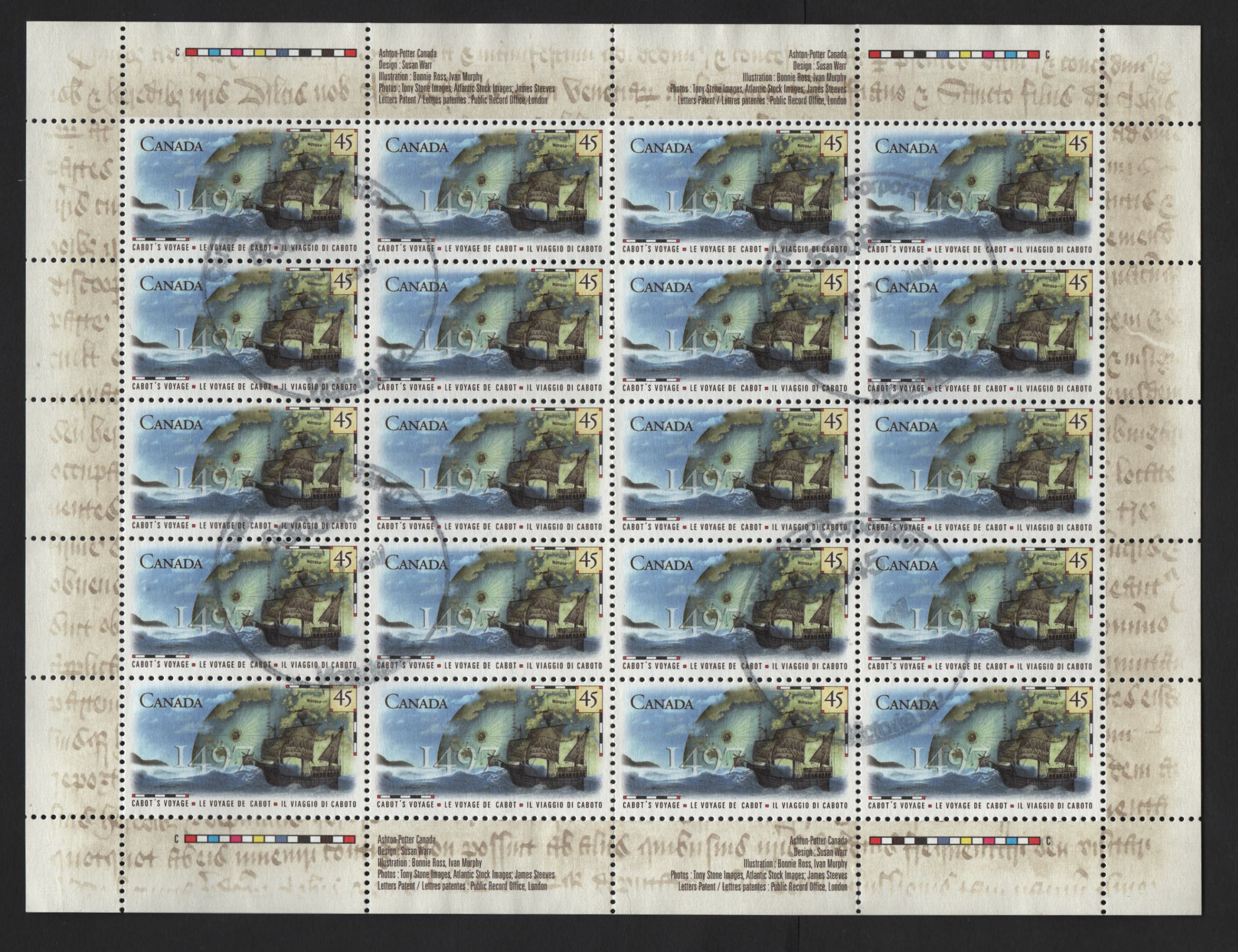 Lot 399 Canada #1649i 45c Multicoloured The Matthew, Map & Globe, 1997 ...