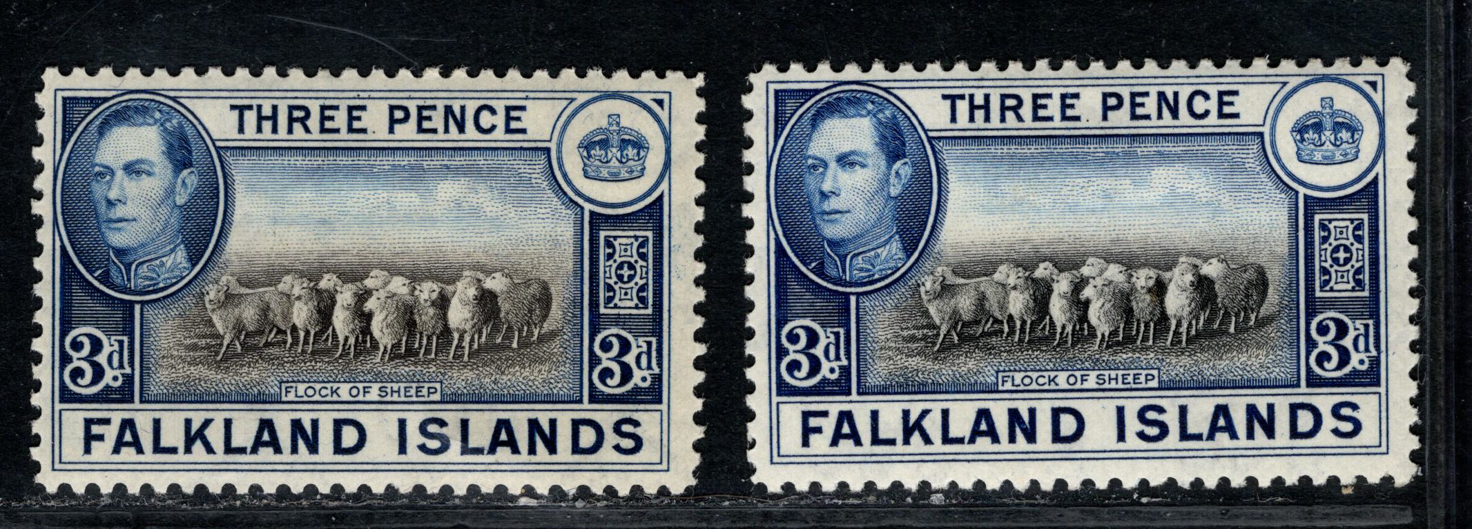 Lot 115 Falkland Islands SG#153-153a 1938-1950 King George VI Pictoria ...