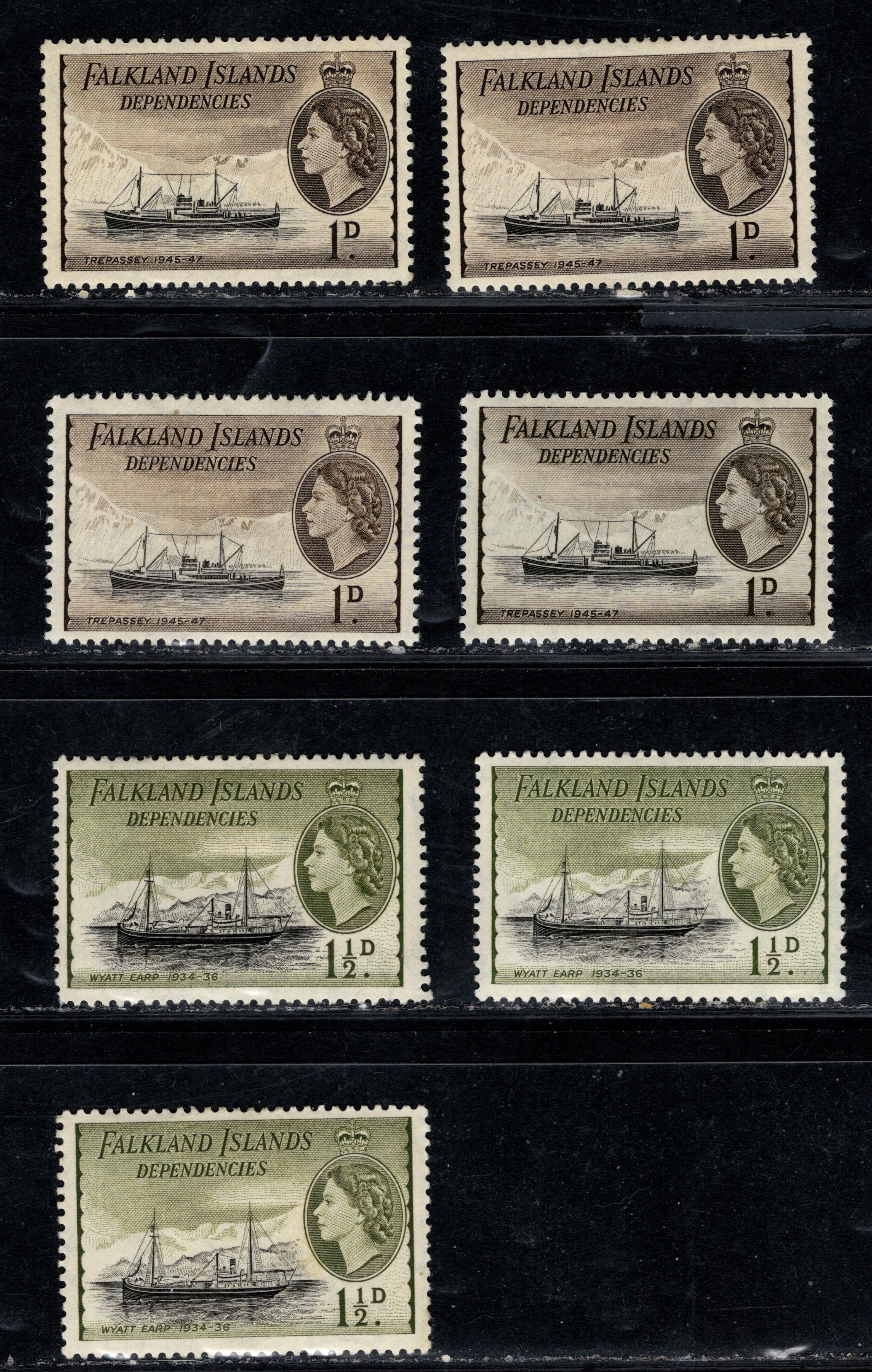 Lot 120 Falkland Islands SG#G27-G28 1954-1962 Queen Elizabeth II Ship ...