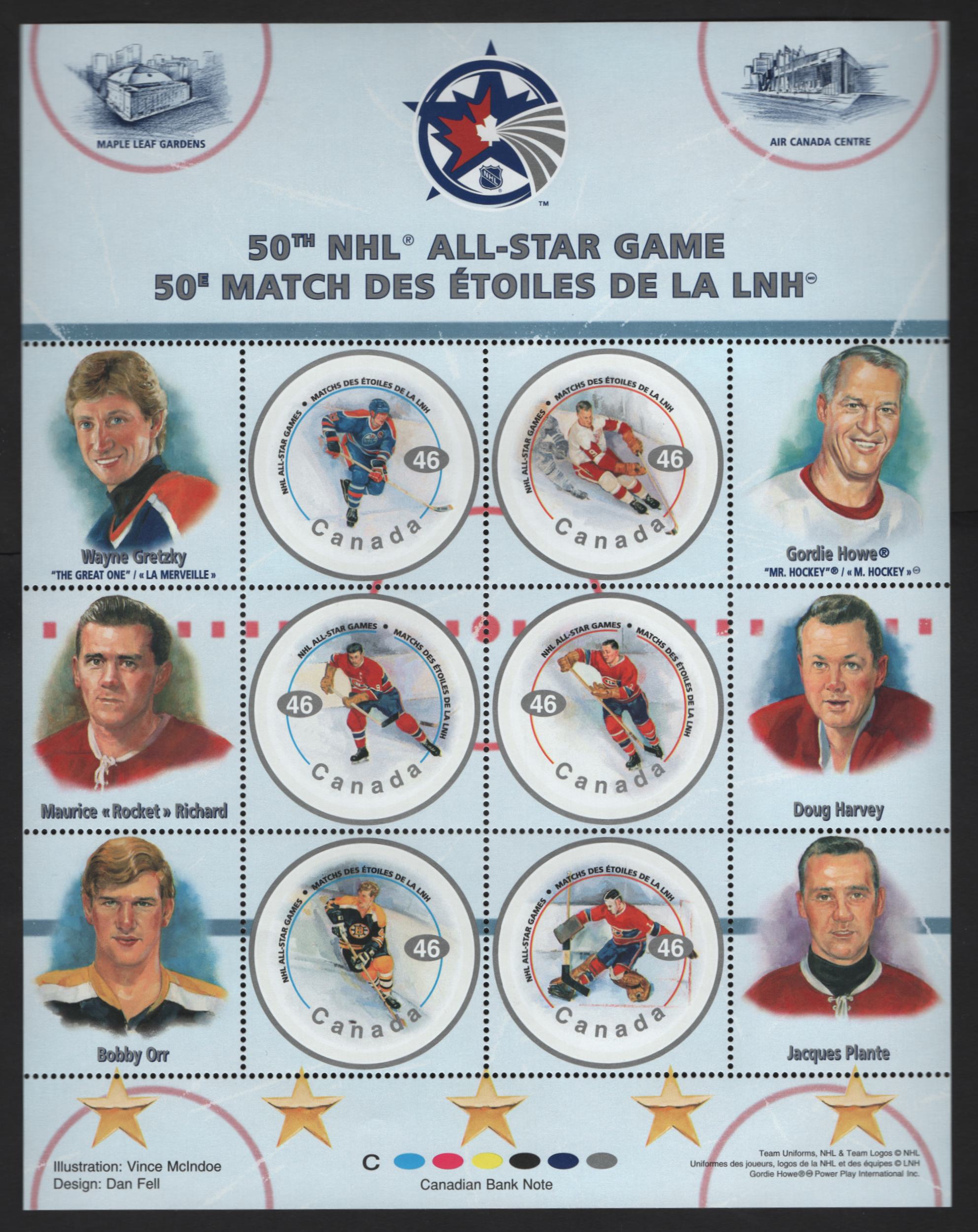 Lot 300 Canada #1838var 46c Multicoloured Wayne Gretzky - Jacques Plan ...