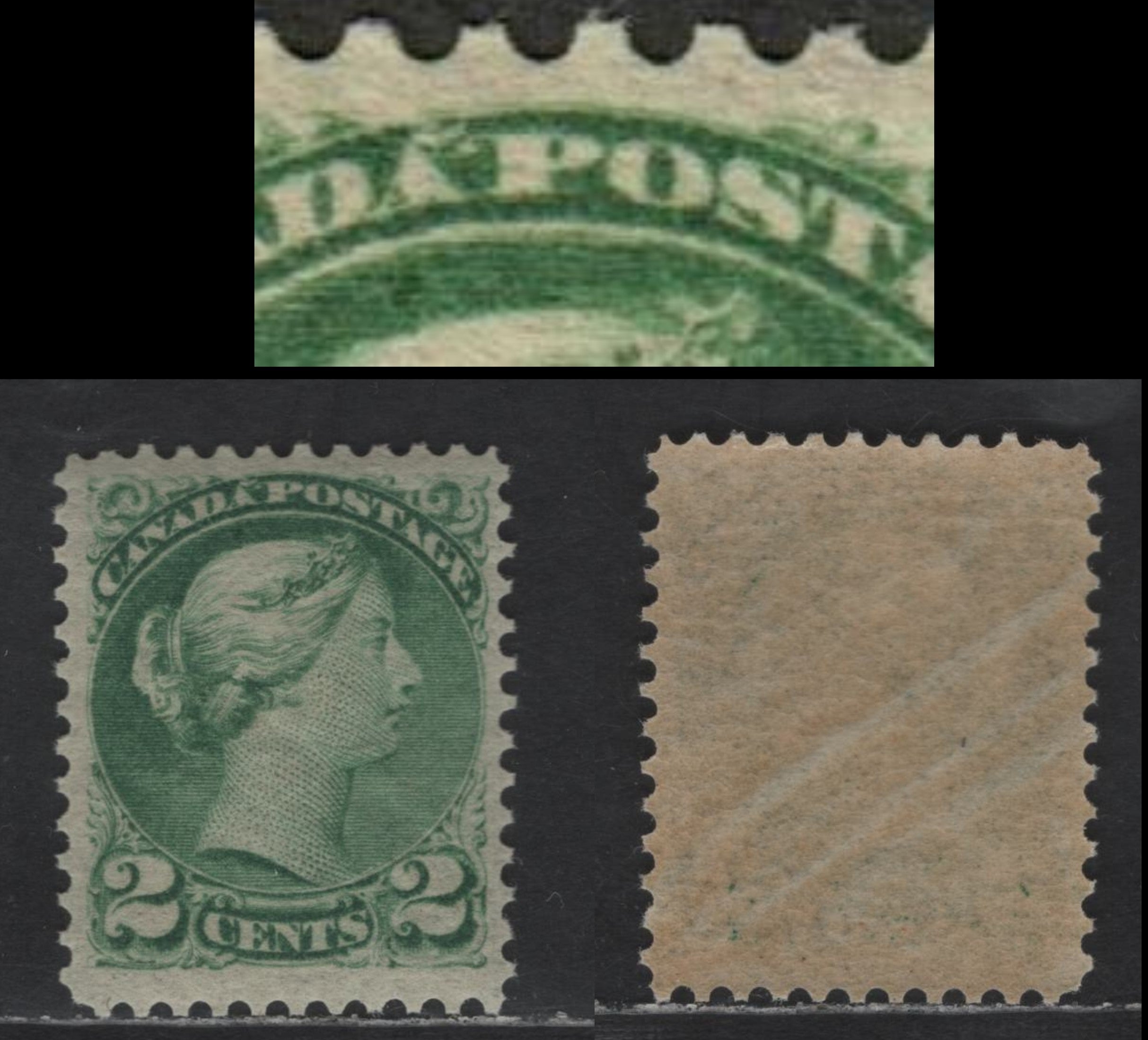 Lot 47 Canada #36i 2c Green Queen Victoria, 1870-1893 Small Queen Issu ...